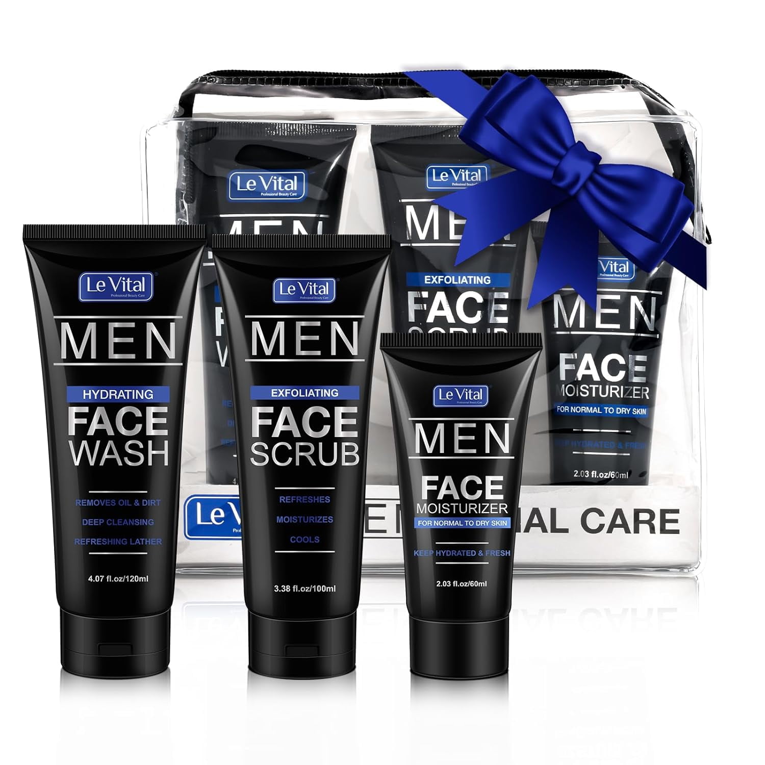 Le Vital Men's Skincare 3 Piece Set,Face Cleanser,Scrub & Cream Face ...