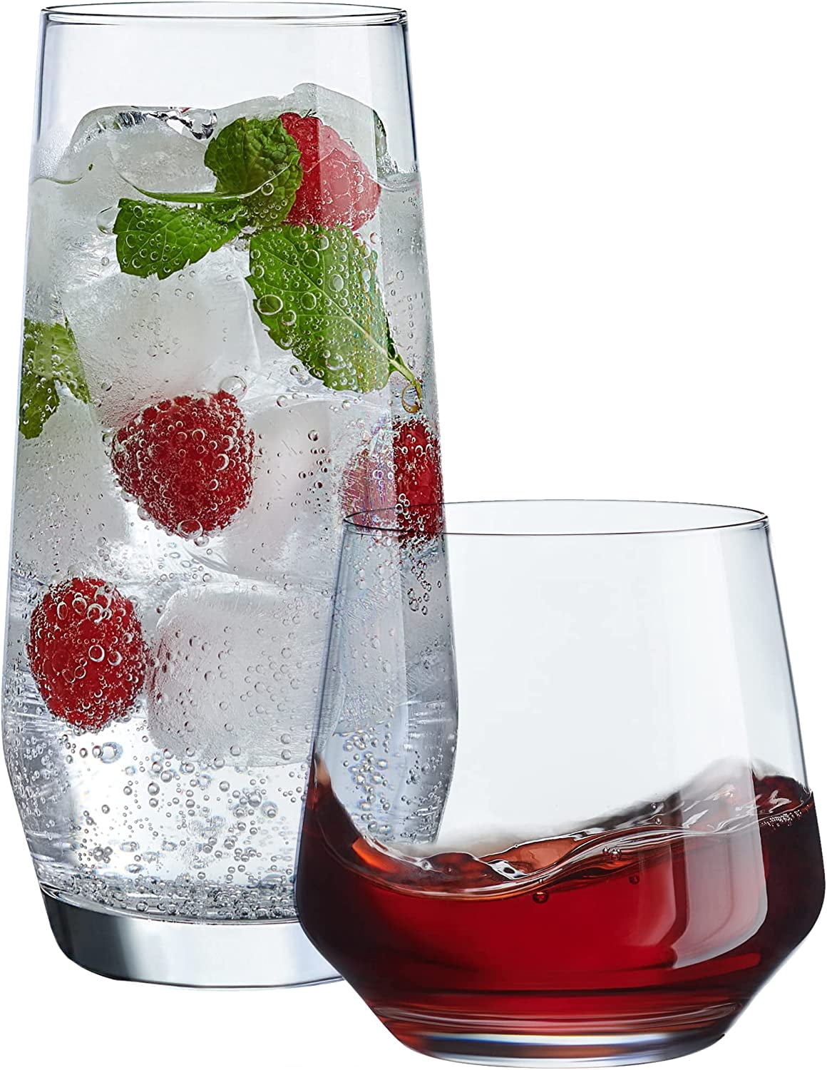 Le'raze Everyday Drinking Glasses Set of 8-4 Tall Highball Glass Cups ...