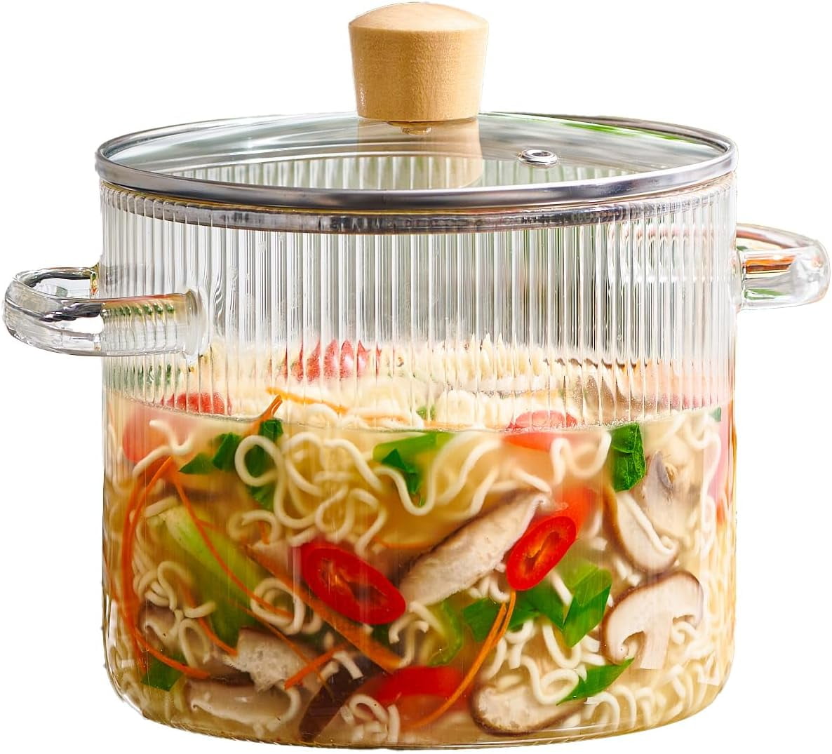 Le'raze Glass Cooking Pot with Lid - 2L(68oz) Heat Resistant ...