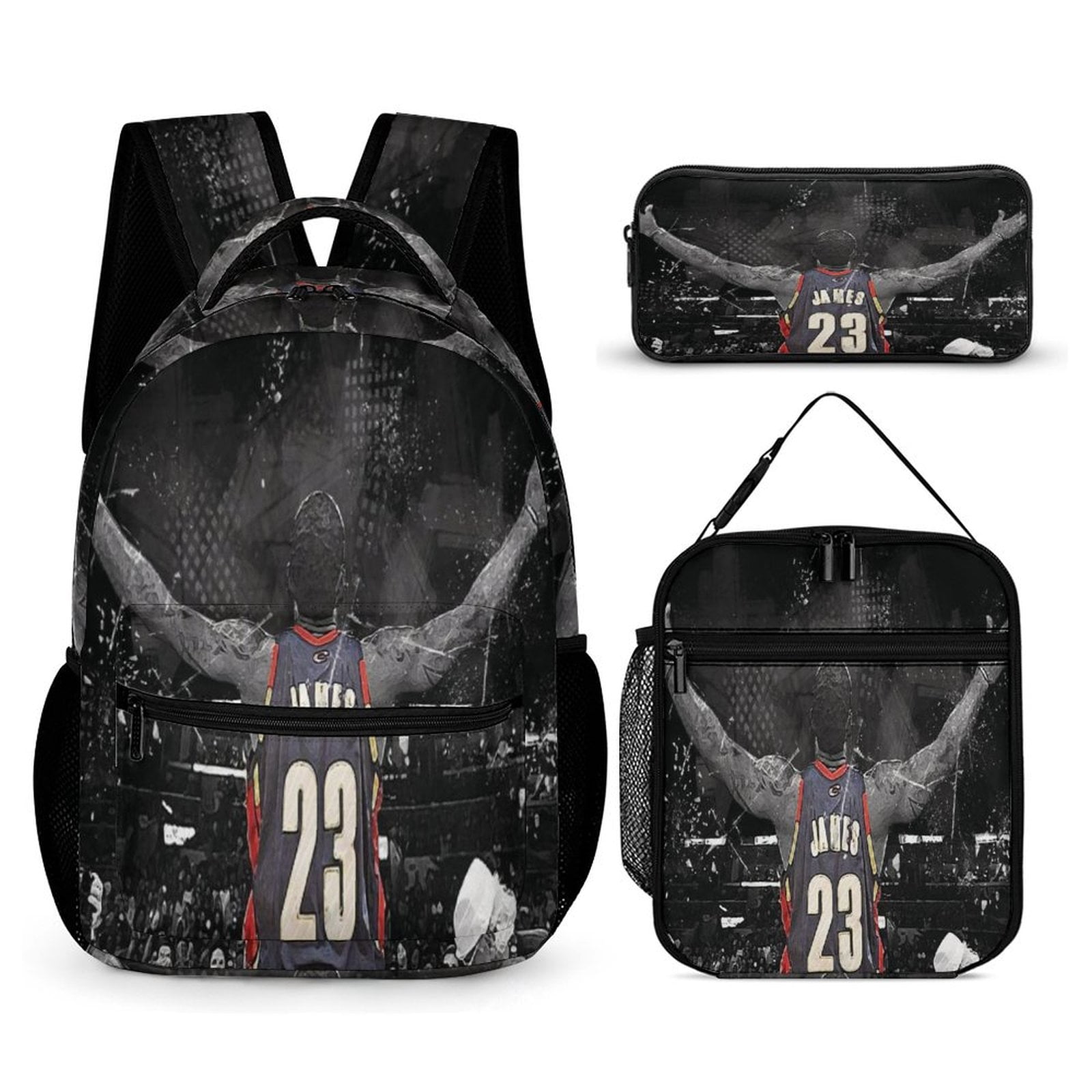 LeBron James 3 Piece Backpack Set Anime Casual Daypack with Lunch Bag ...