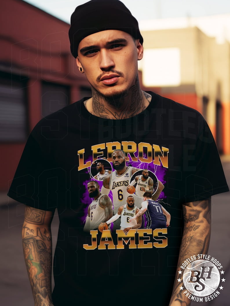 LeBron James 90s Bootleg Style Rap Shirt - Walmart.com