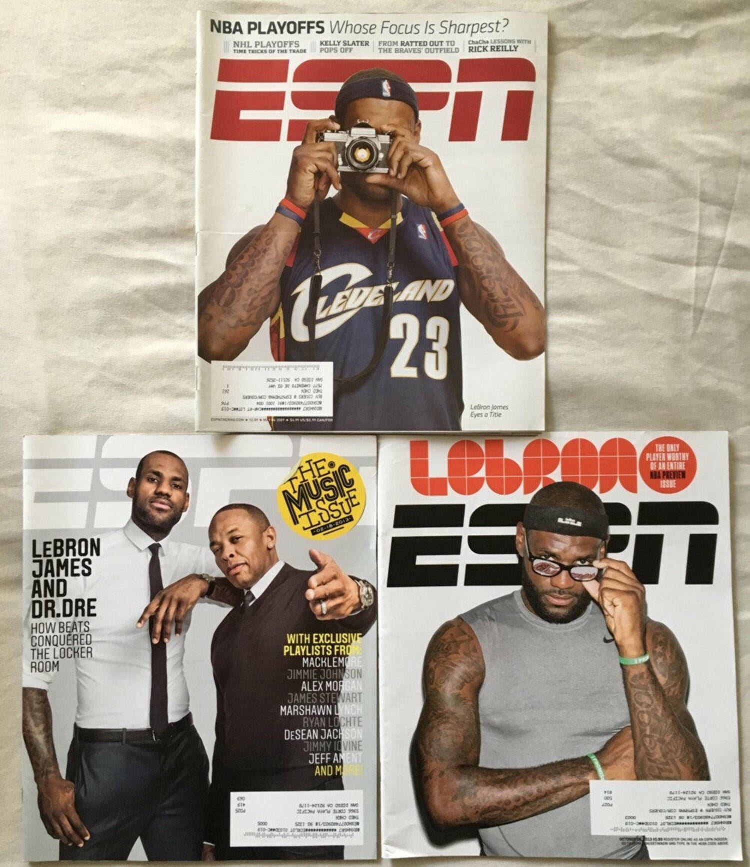 LeBron James lot of 3 ESPN Magazine issues May 2009 February October ...