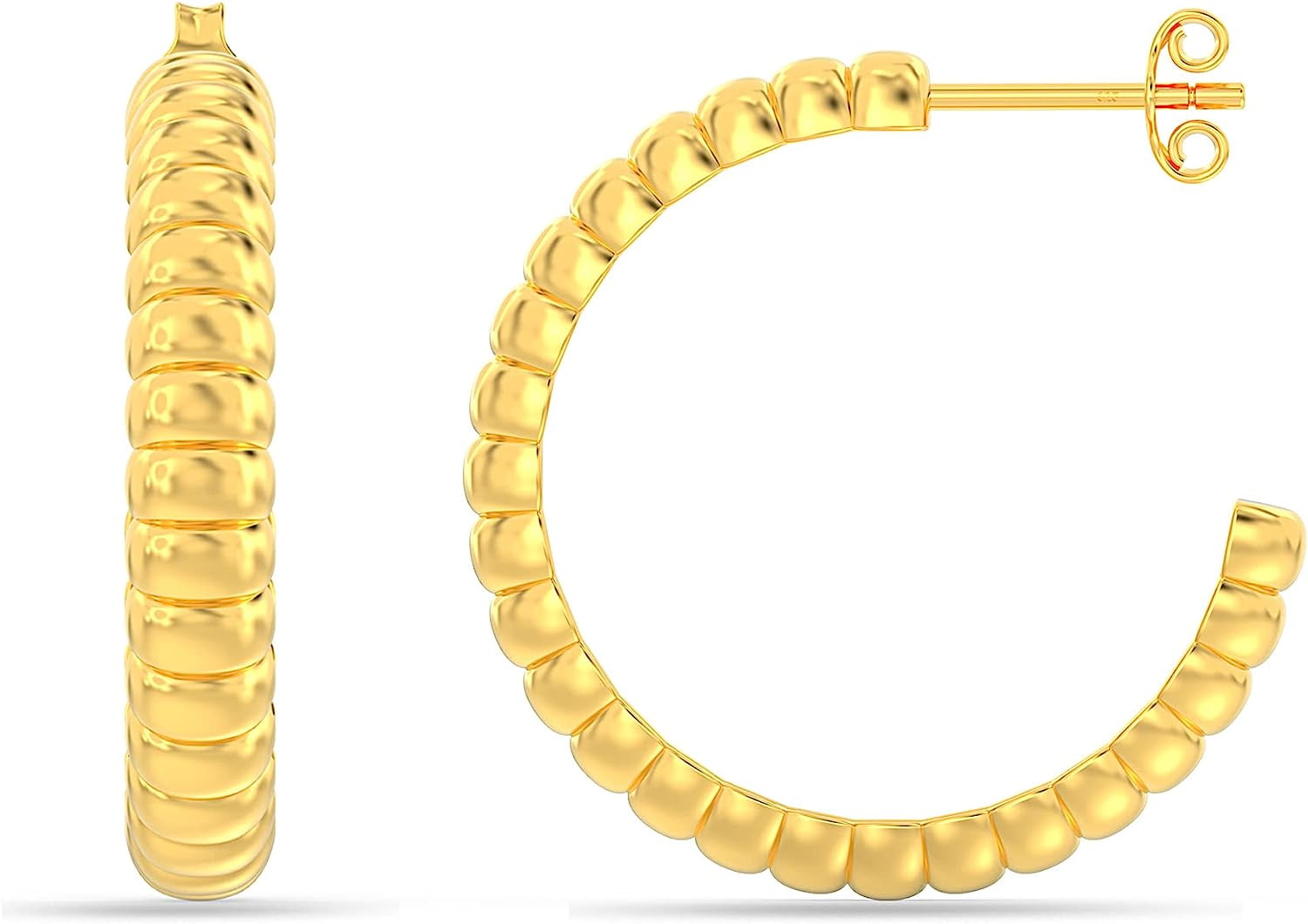 LeCalla 18K Gold-Plated 925 Sterling Silver Charlotte Hoop Earrings for ...