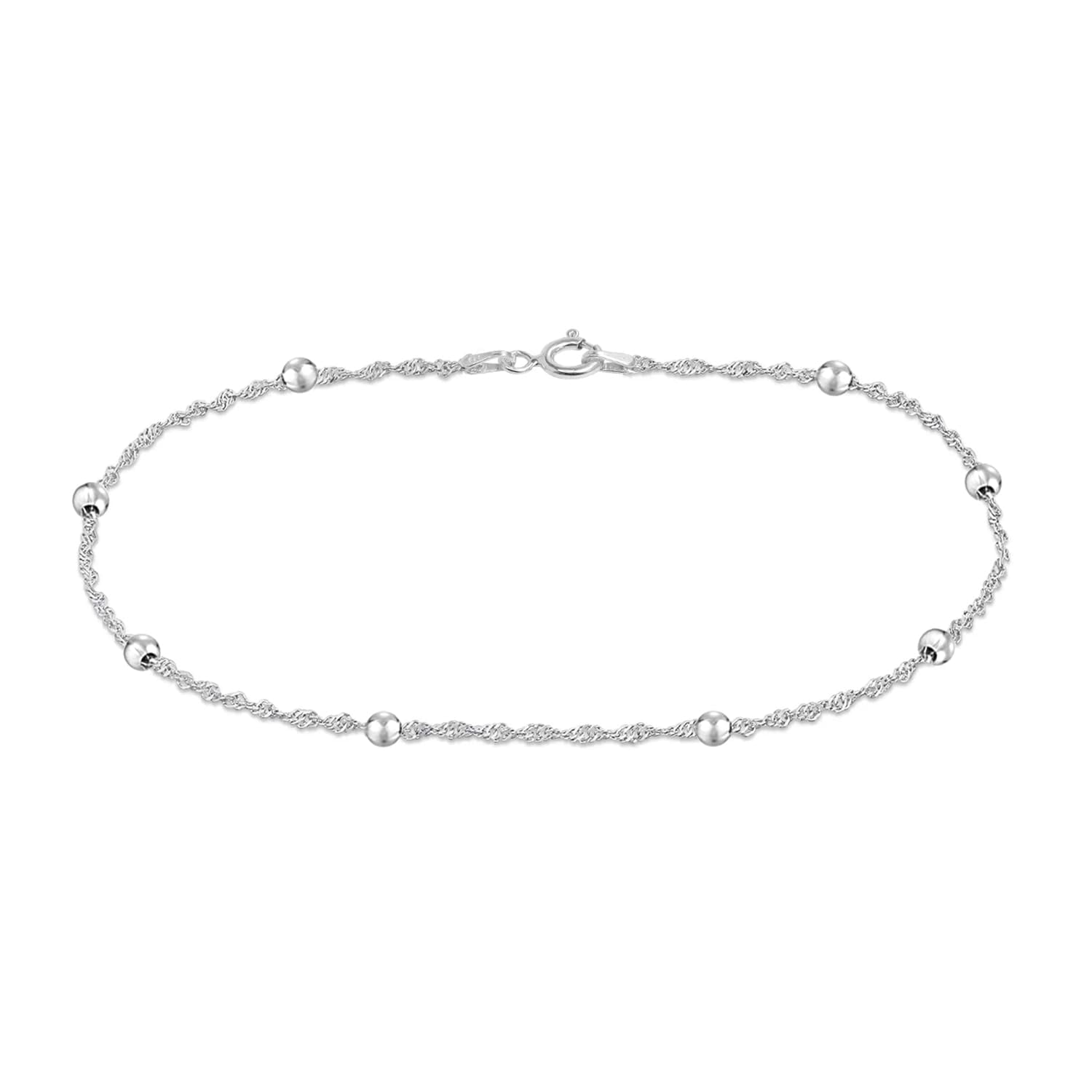 LeCalla 925 Sterling Silver Ankle Bracelet for Women | Beaded Station ...