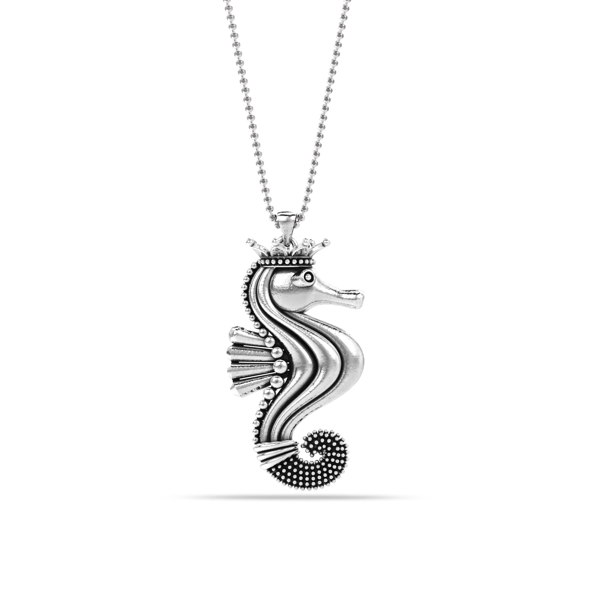 LeCalla 925 Sterling Silver Caviar Bead Seahorse Pendant Necklace for ...