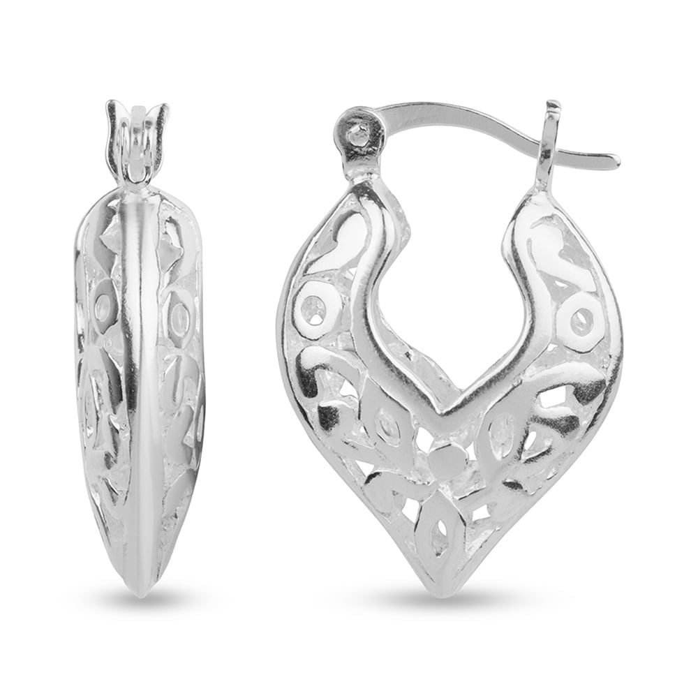 LeCalla 925 Sterling Silver Click Top Filigree Love Heart Hoop Earrings Fine Jewelry Gifts for ...