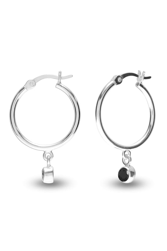 Black Onyx Hoop Earrings