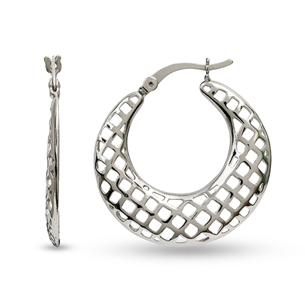 LeCalla 925 Sterling Silver Hypoallergenic Click Top Filigree Hoop Earrings Jewelry for Women ...