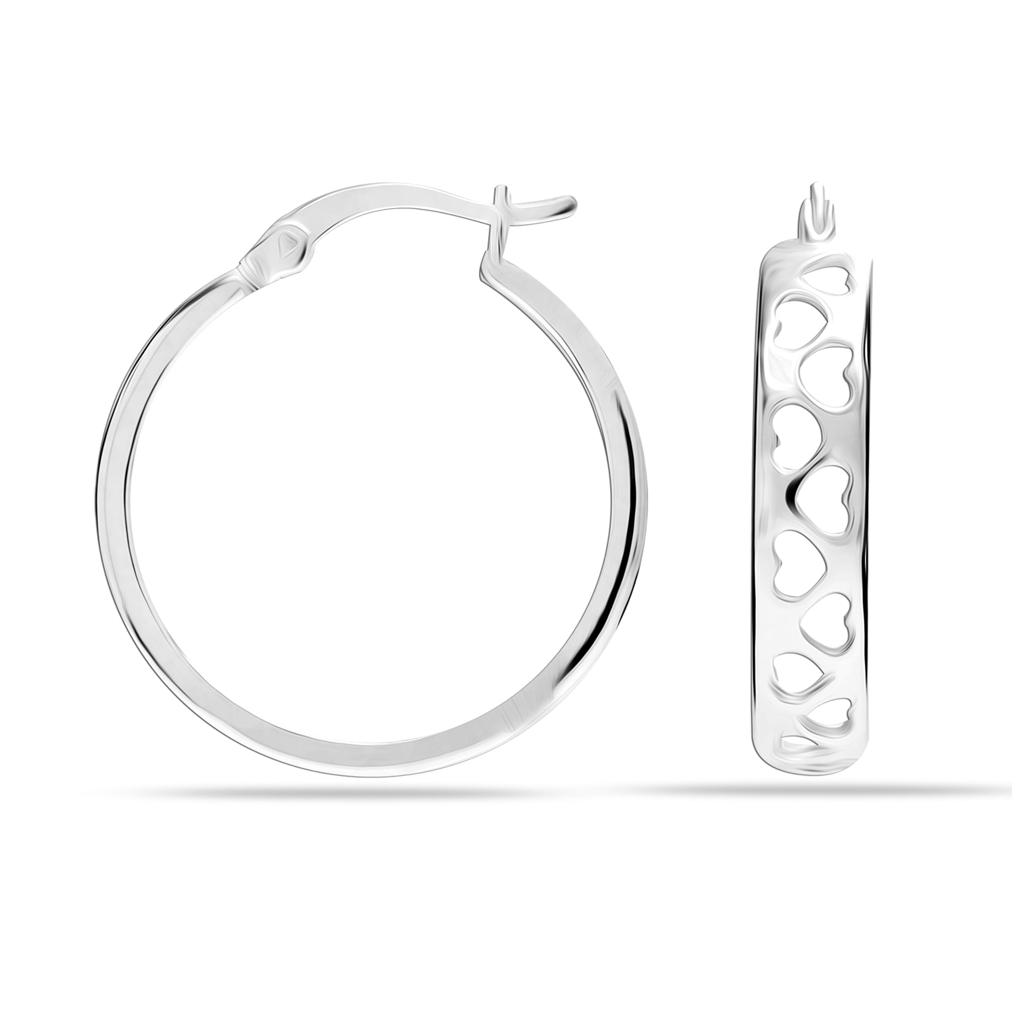 LeCalla 925 Sterling Silver Hypoallergenic Love Heart Click Top Filigree Hoop Earrings Jewelry ...