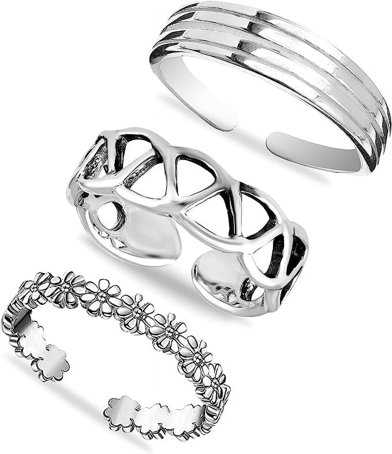 Sterling Silver Daisy Flower Adjustable Toe Band Ring - Walmart.com