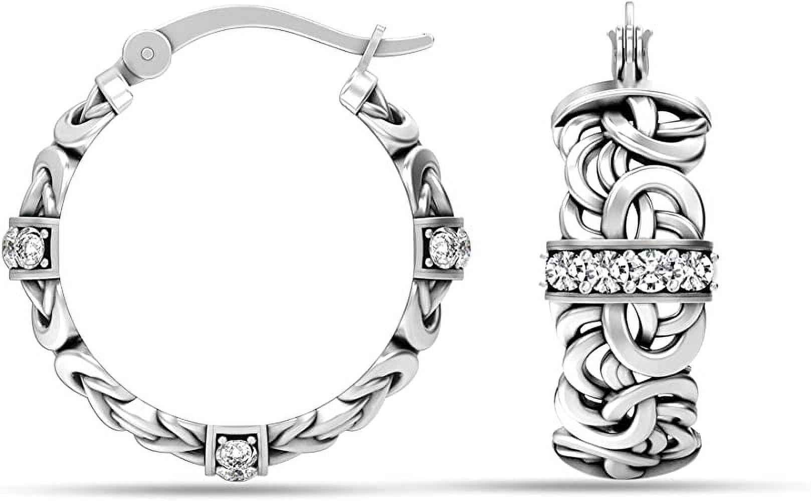 LeCalla 925 Sterling Silver Jewelry Antique Click-Top Byzantine Small Hoop Earrings for Women ...