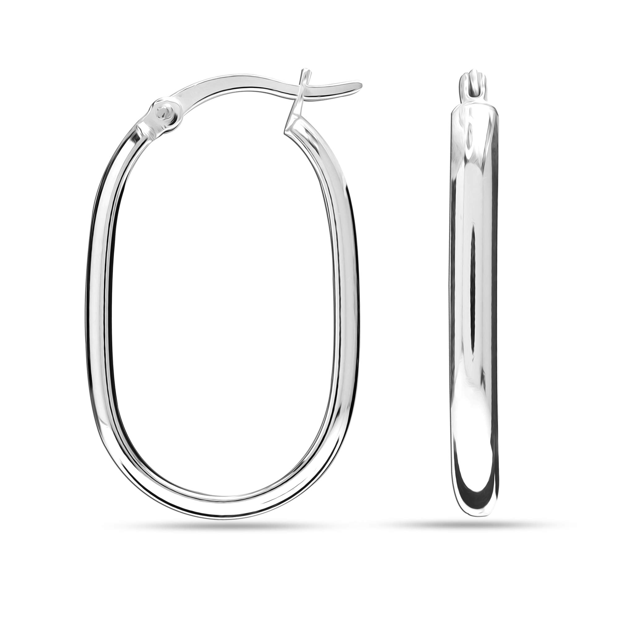 LeCalla 925 Sterling Silver Rectangular Hoop Earrings, 30MM for Women ...