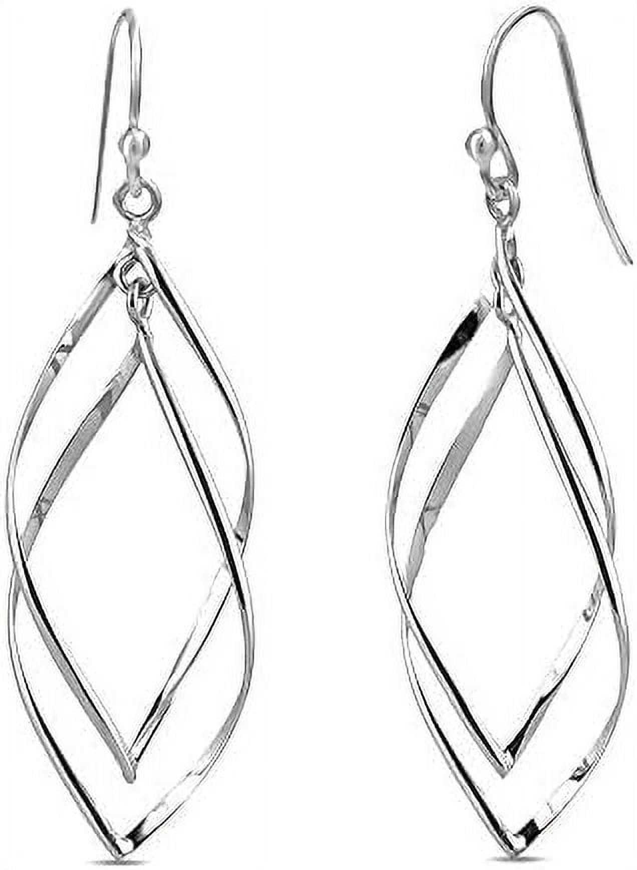 LeCalla 925 Sterling Silver Light-Weight Double Twisted Drop Dangle ...