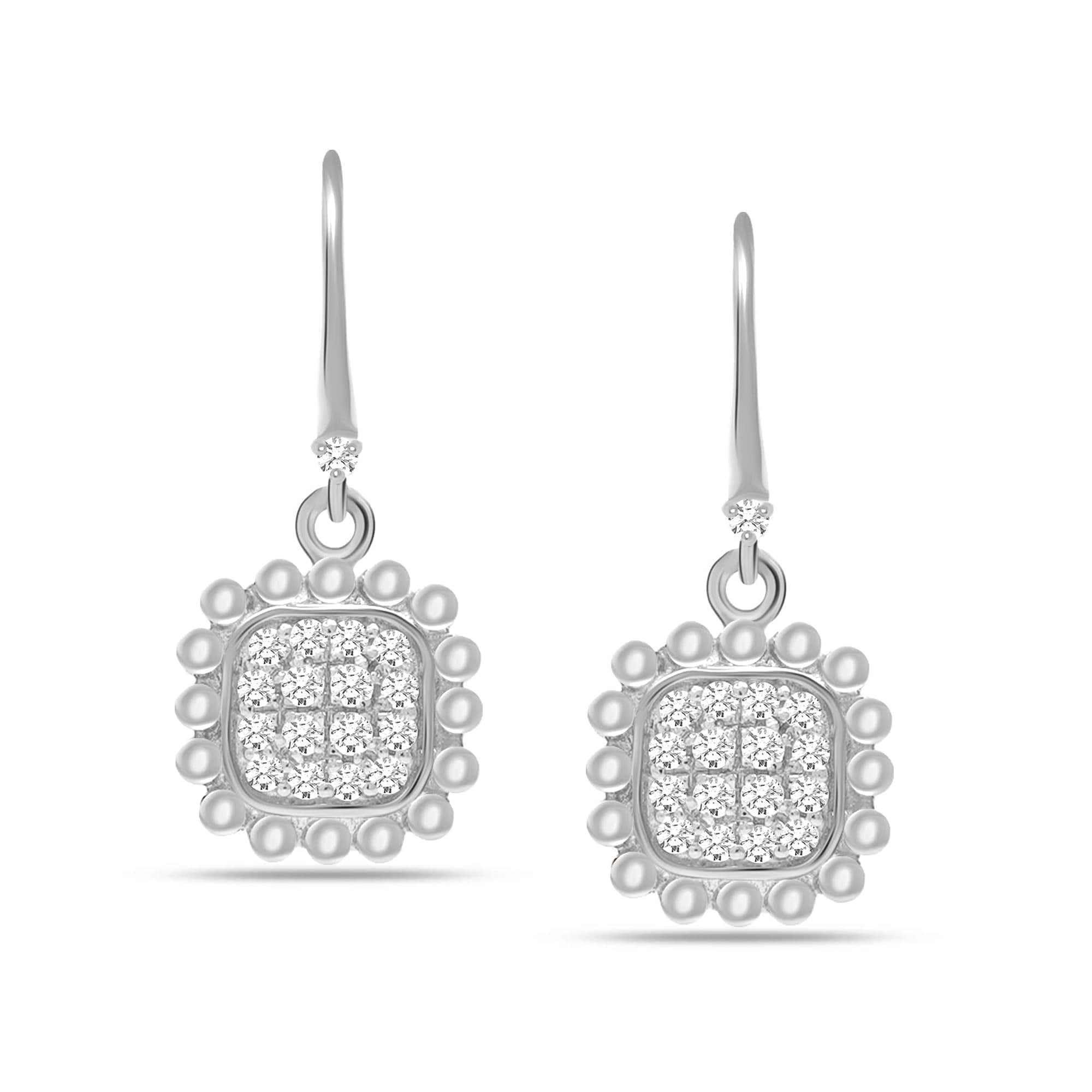 LeCalla 925 Sterling Silver Light-Weight Hanging Square Cubic Zirconia ...