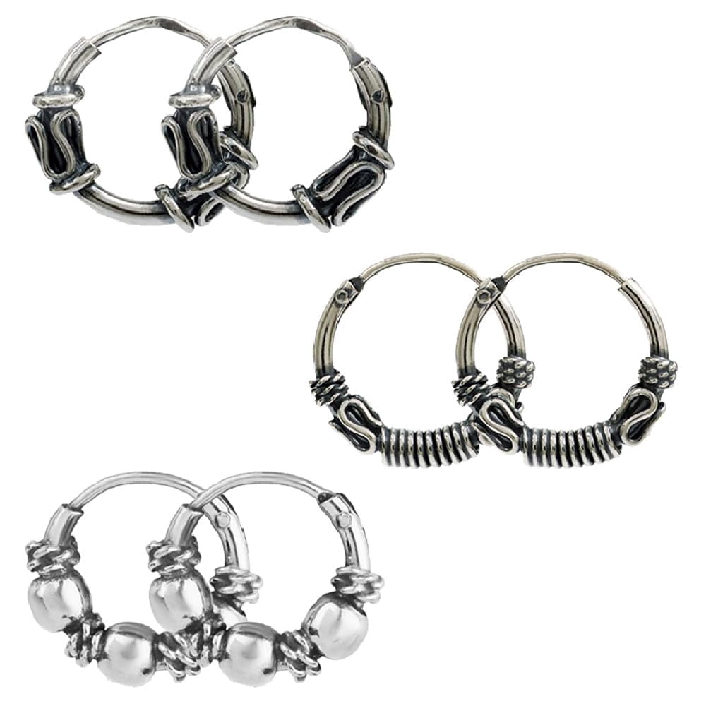 LeCalla 925 Sterling Silver Light-Weight SMALL Endless Bali Hoop ...