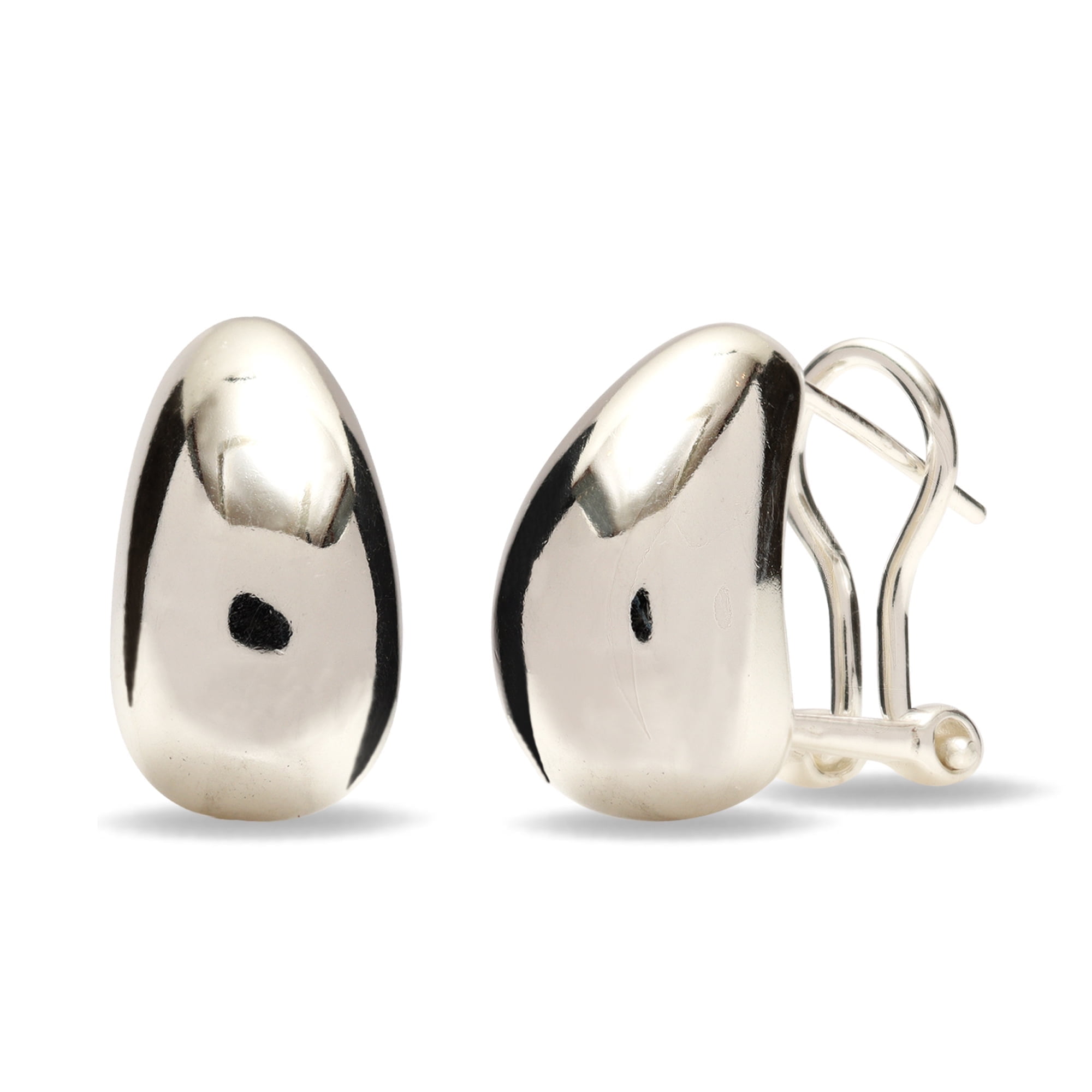 LeCalla 925 Sterling Silver Omega Back Stud Earrings, Hypoallergenic ...