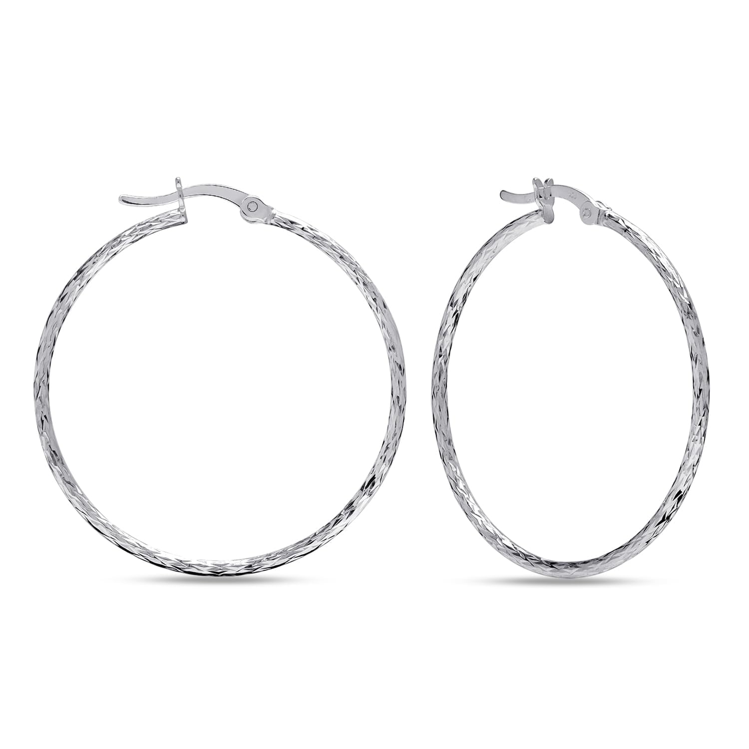 LeCalla 925 Sterling Silver Texture Hoop Earrings for Women | Medium ...