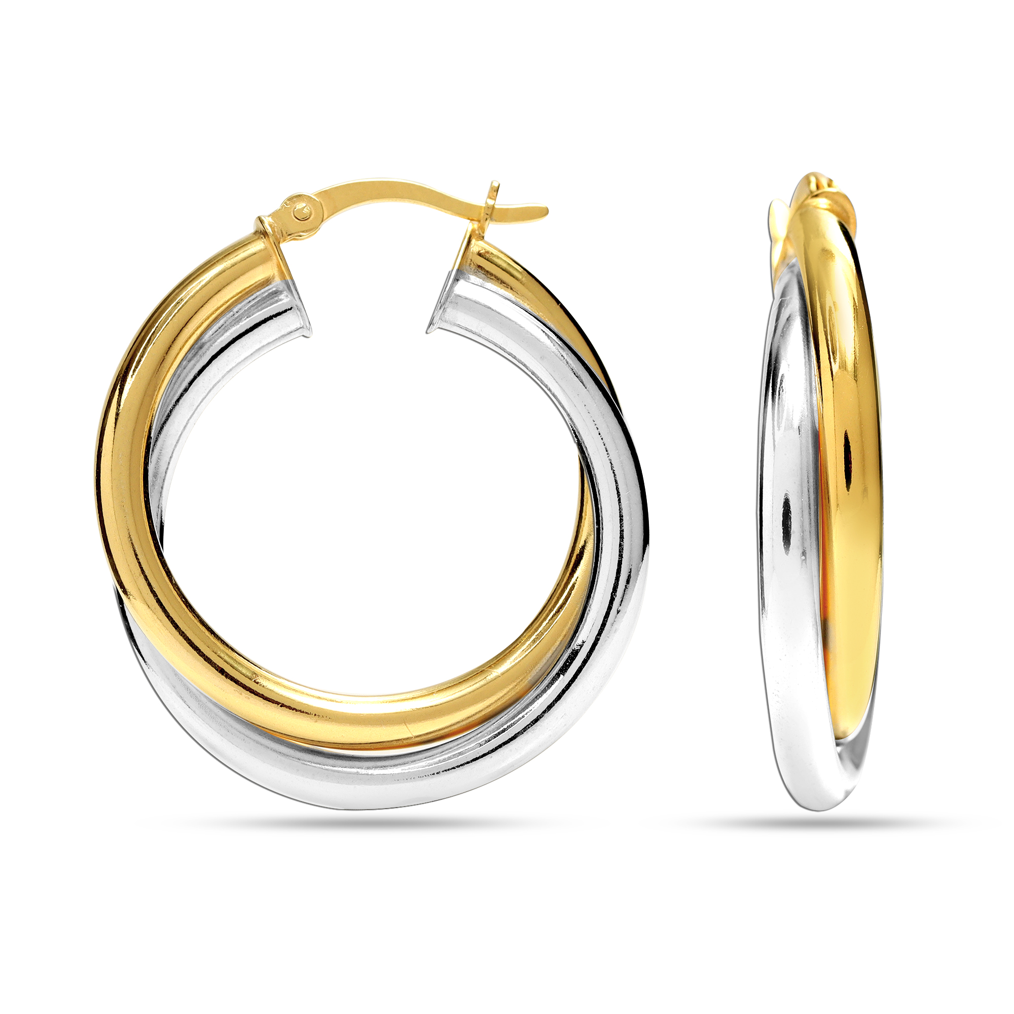 Gold-Tone Sterling Silver Beaded Round Hoop Earrings, 28mm - Walmart.com