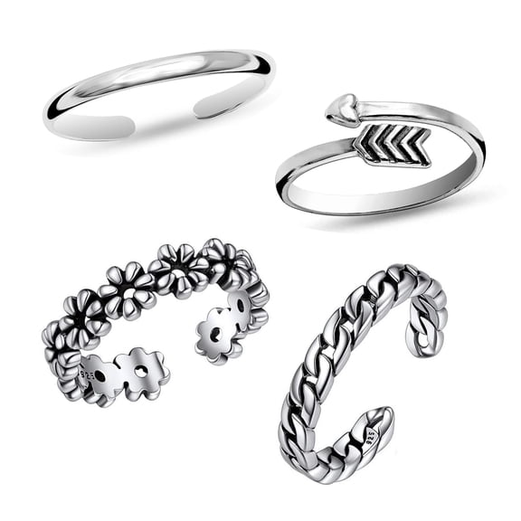 LeCalla 925 Sterling Silver Toe Rings for Women Open Adjustable ...