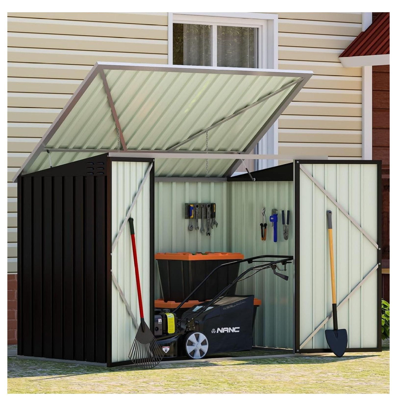 LeCeleBee 3.4X 5.8 FT Large Metal Outdoor Storage Shed, Steel Utility ...