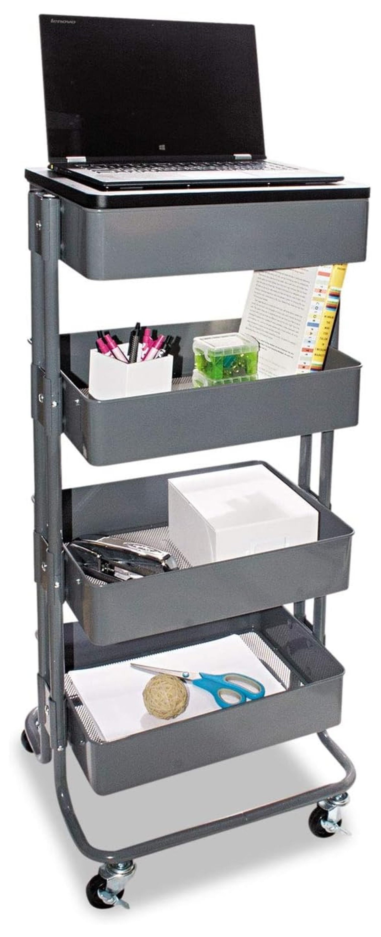 LeCeleBee Multi-Use Storage Cart/Stand-Up Workstation, 17w x 14 3/8d x ...