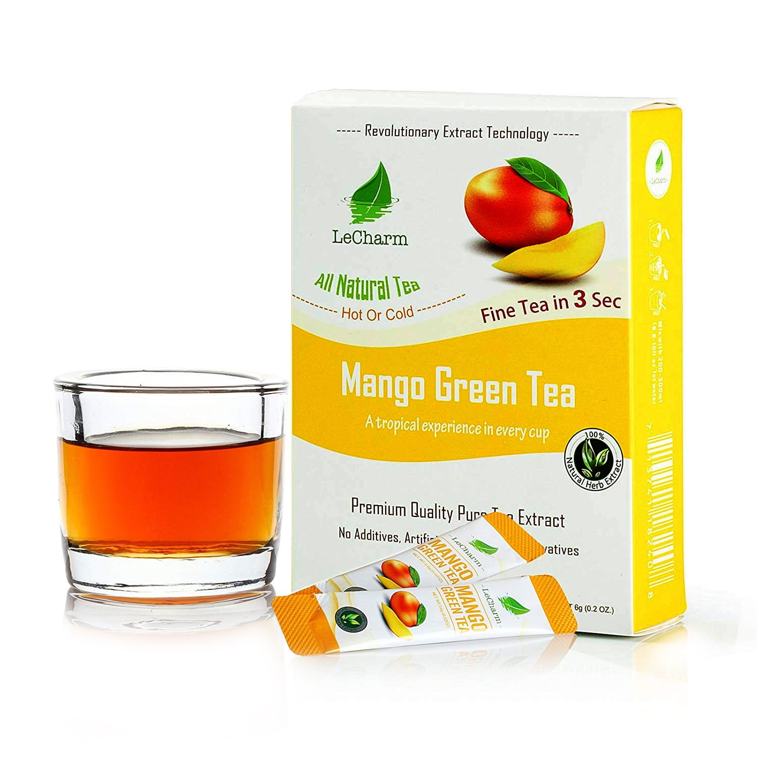 LeCharm Mango Green Instant Tea 100% Natural Tea Extract , Unsweetened ...