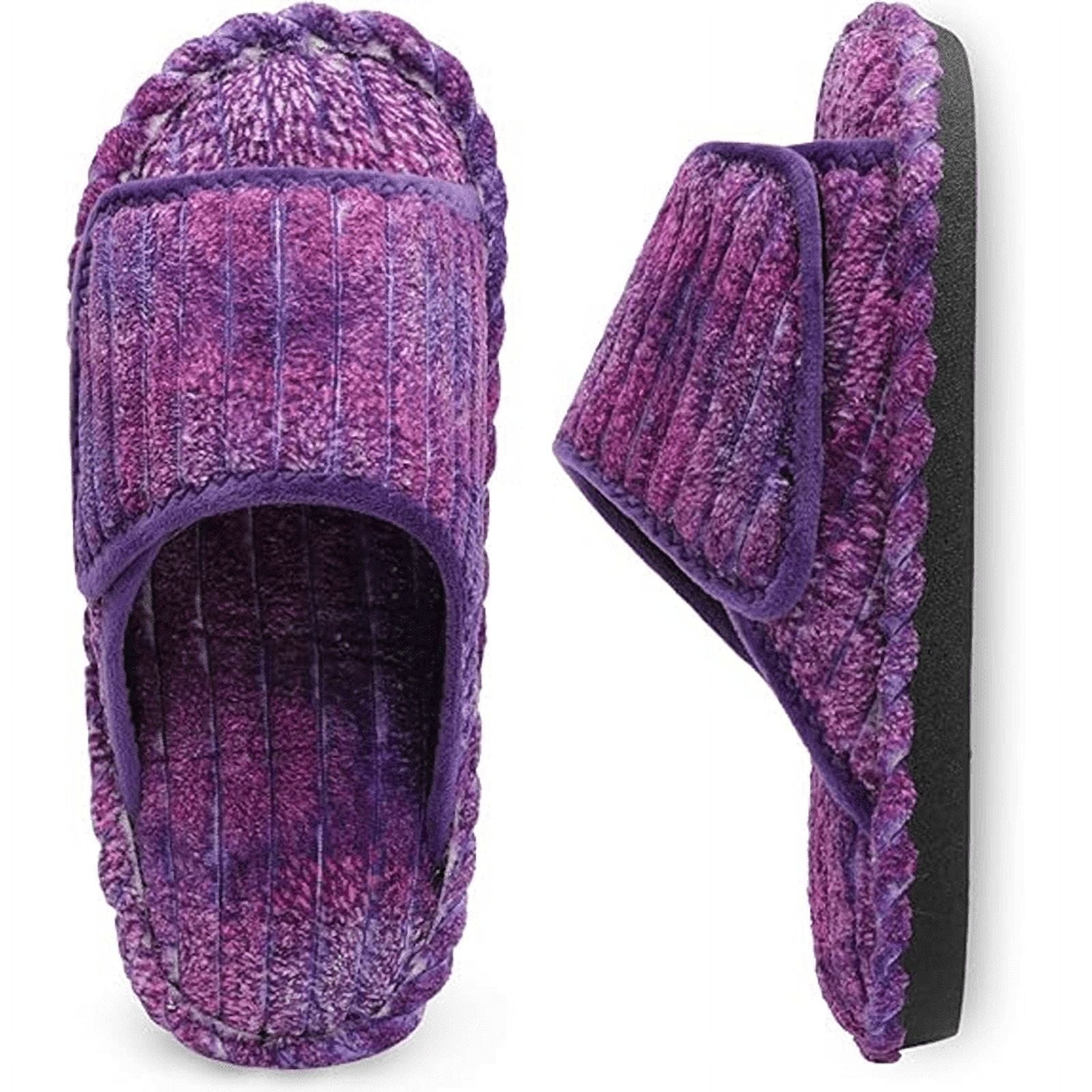 Leisfit Memory Foam Slippers for Women Adjustable Open Toe Wide ...