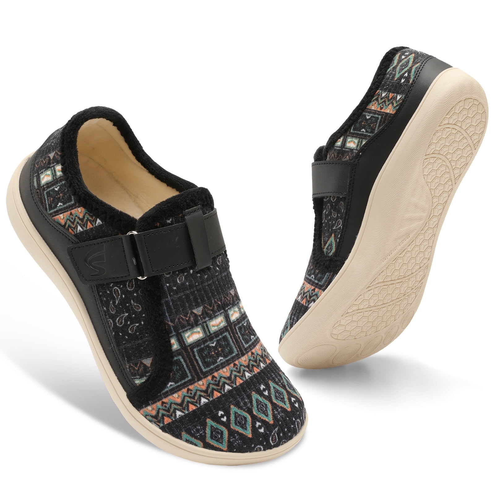Leisfit Womens Wide Diabetic Shoes Adjustable House Shoes Cozy Walking ...