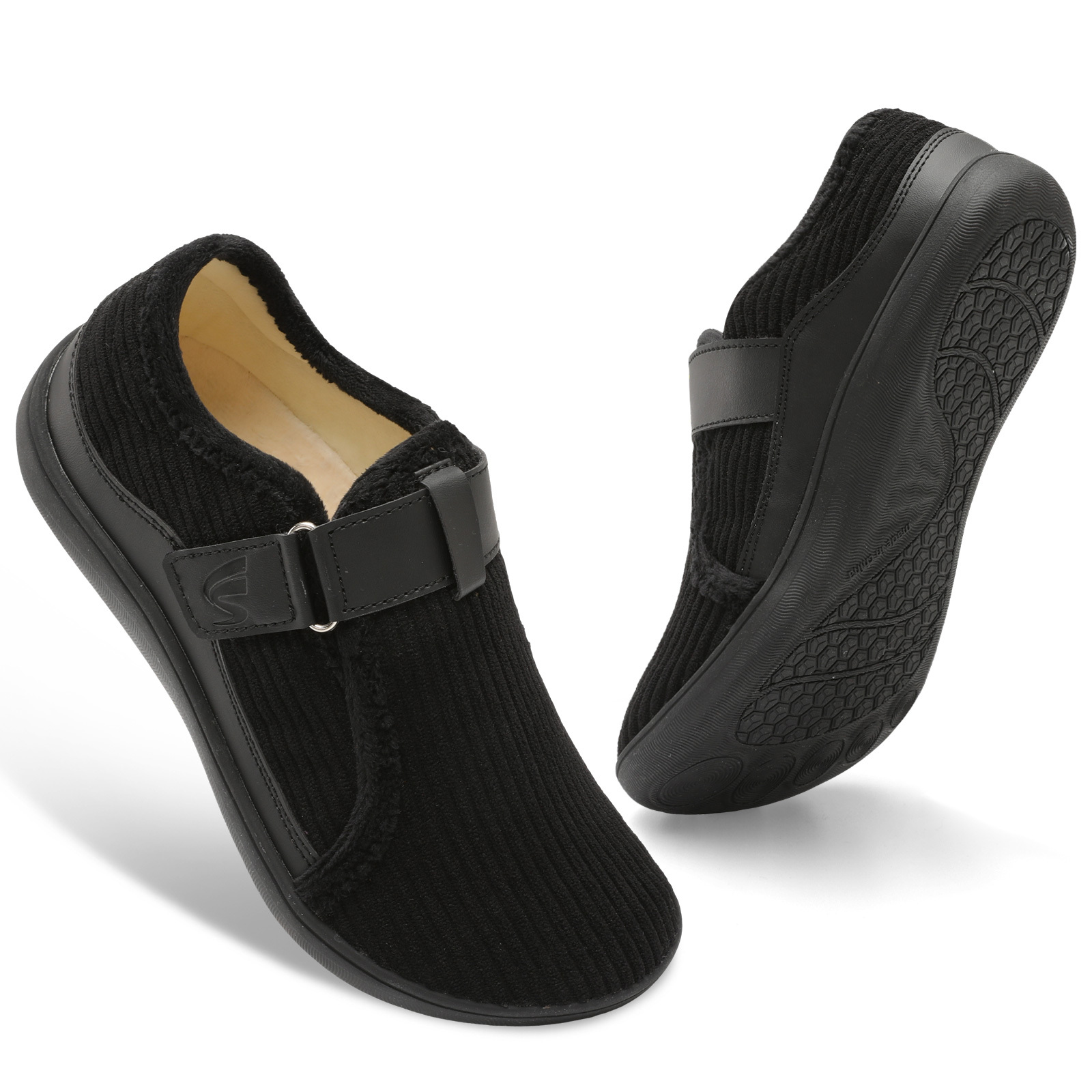 Leisfit Womens Wide Diabetic Shoes Adjustable House Shoes Cozy Walking ...