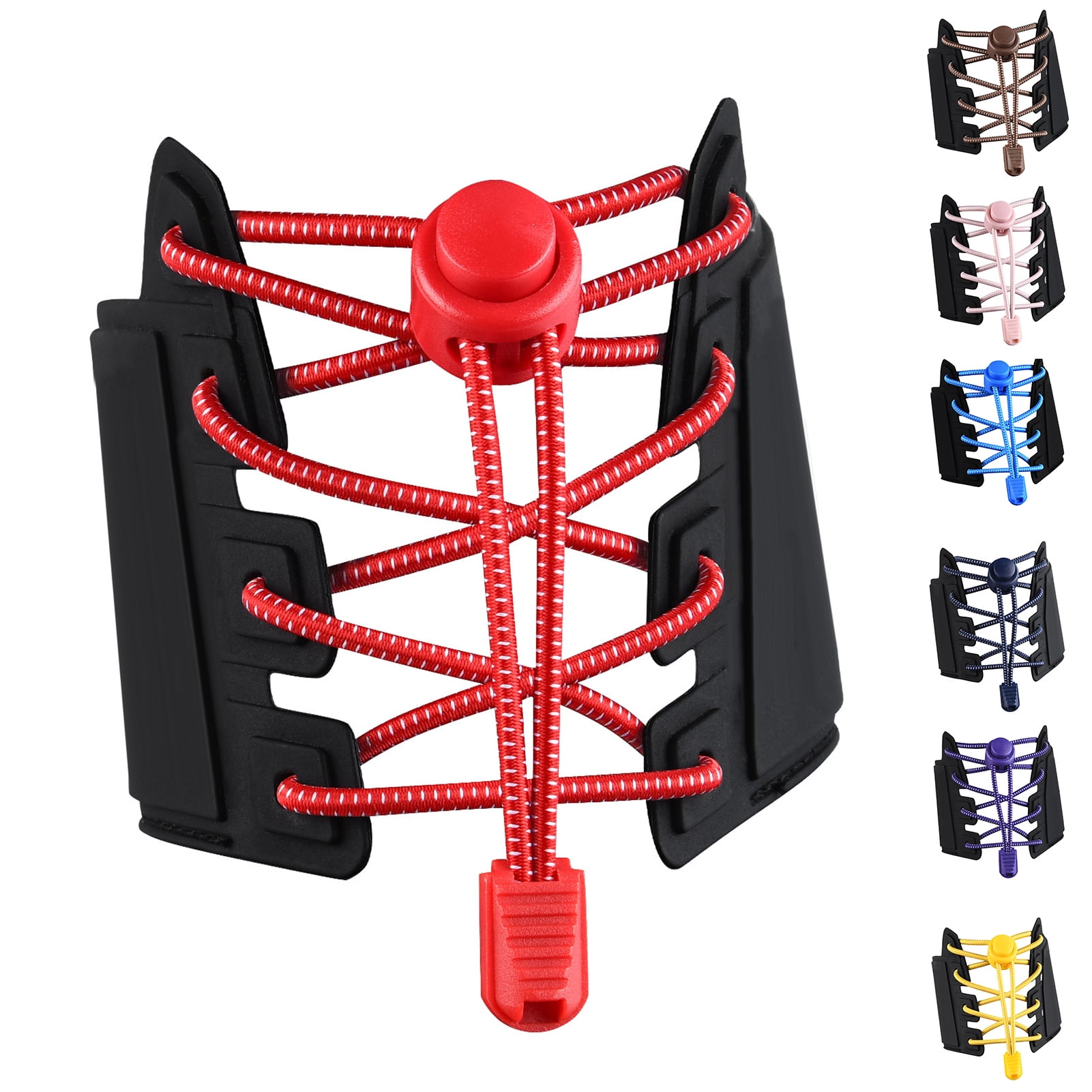 LeKY 1 Set No Tie Shoelaces Elastic Heavy Duty Lock Adjustable Multi ...