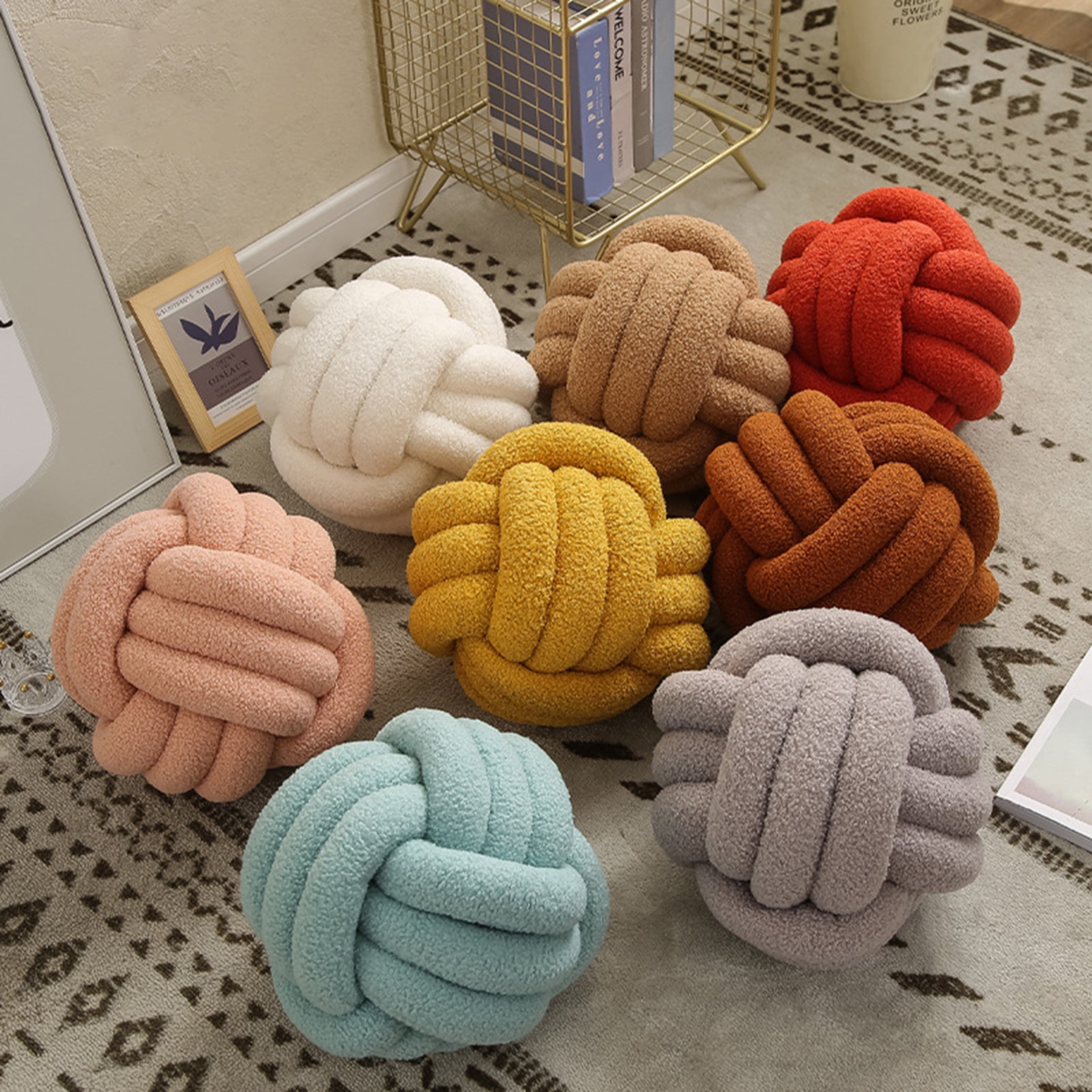 LeKY Knotted Ball Throw Pillow Ultra Soft Companionship Decorative Hand ...