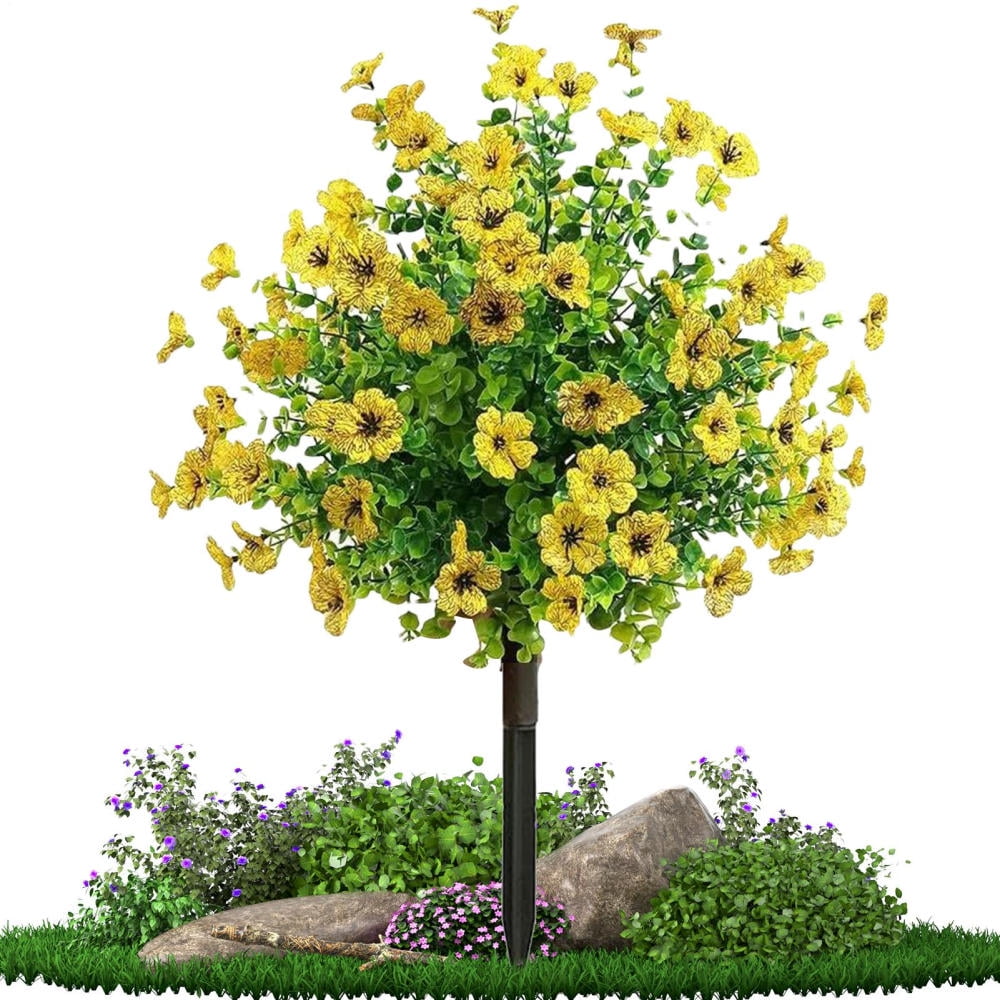 LeKing Artificial African Violets Outdoor Topiary Realistic UV ...