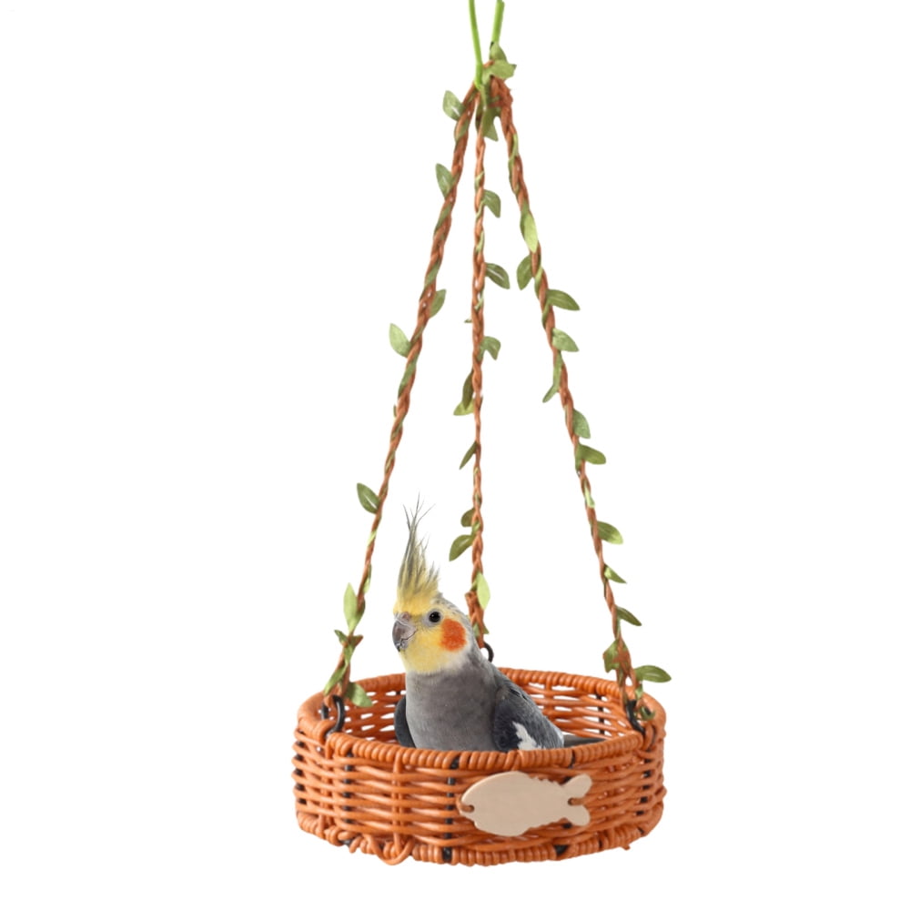 LeKing Bird Bed for Cage Parakeet Hammock Imitation Rattan Hand-Woven ...