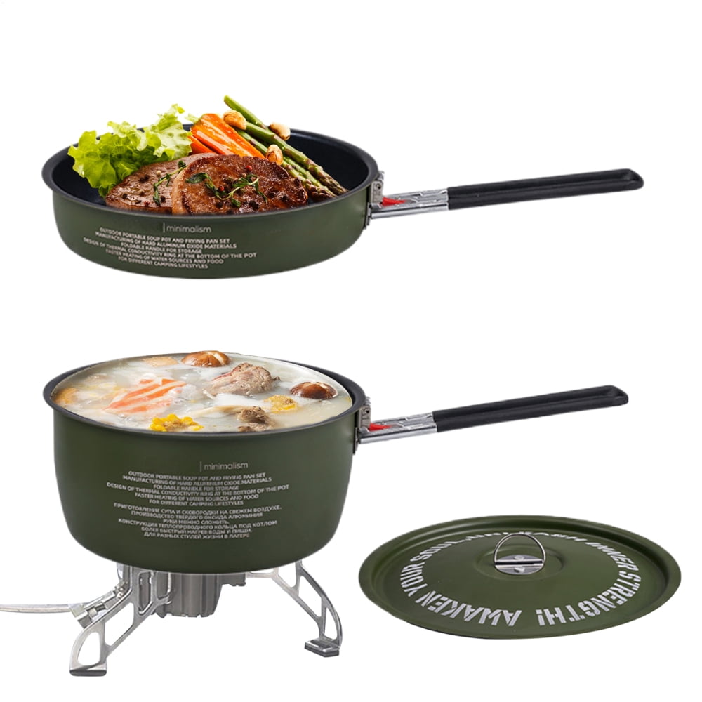 LeKing Camping Pot Set Camp Cook Pot and Pan Set Detachable Handle ...