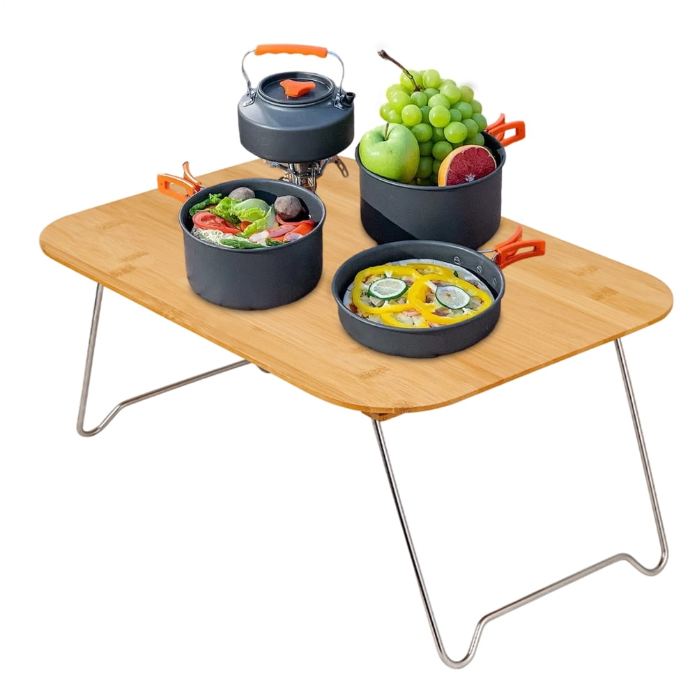 LeKing Camping Table Foldable Wood Picnic Cooking Desk Small Portable ...