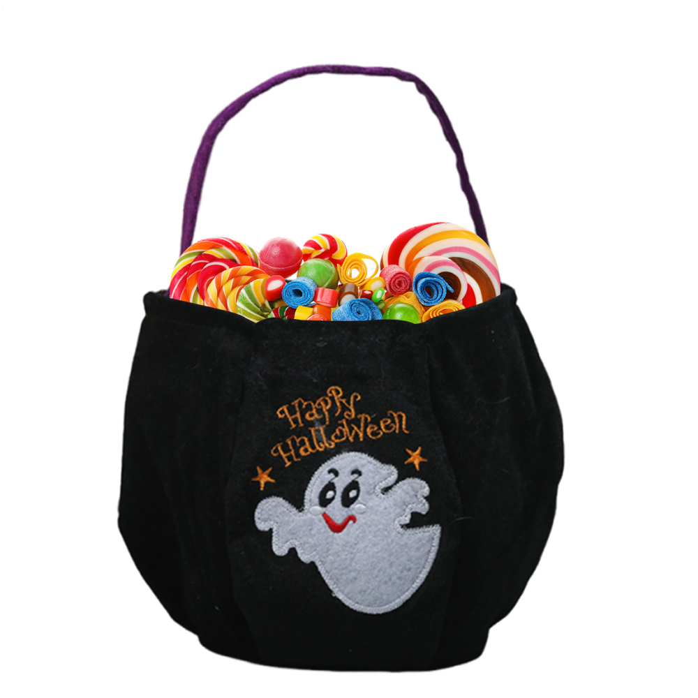 LeKing Halloween Bucket Halloween Candy Bucket Embroidered Trick-or ...