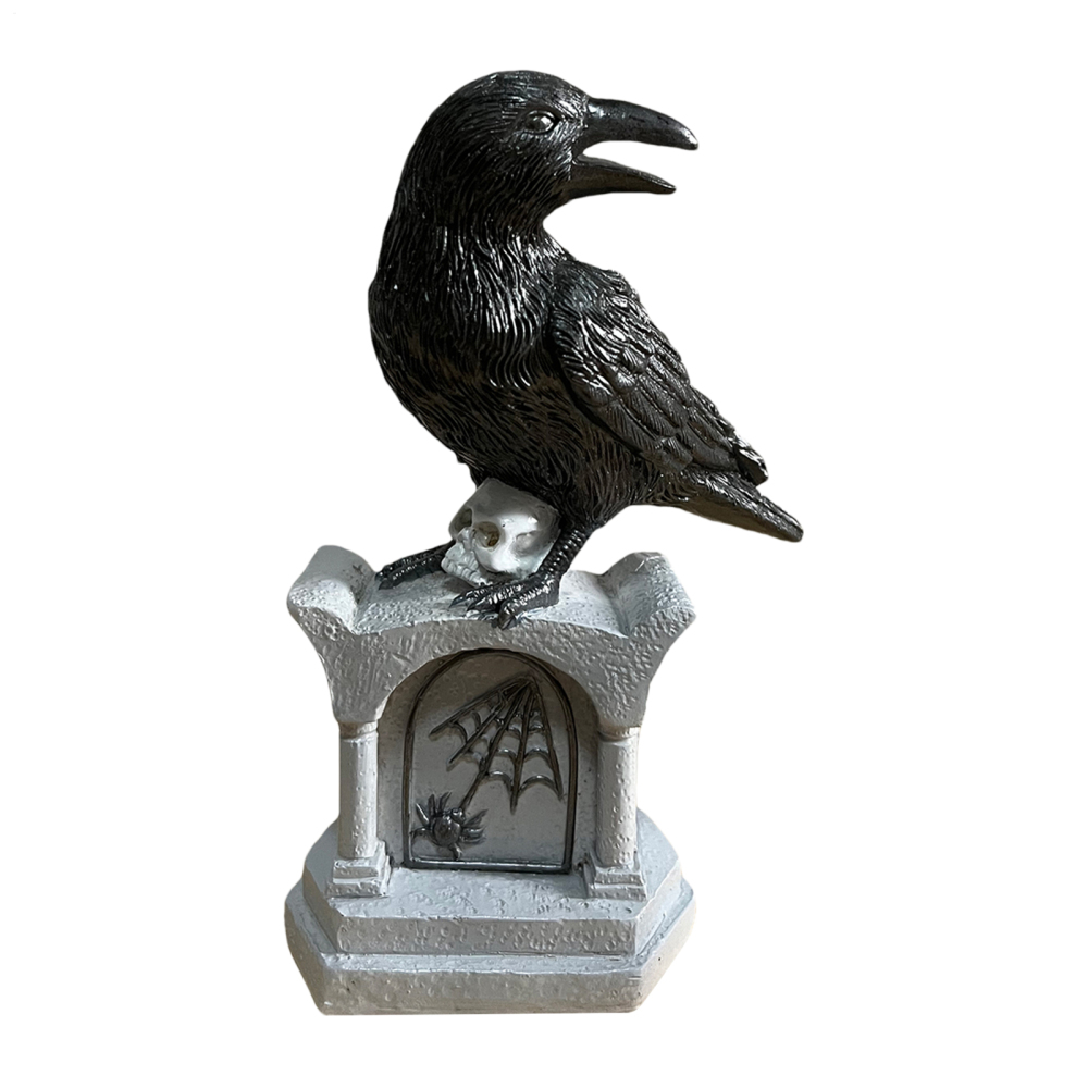 LeKing Halloween Crow Figurine Crow on Tombstone Halloween Decorations ...