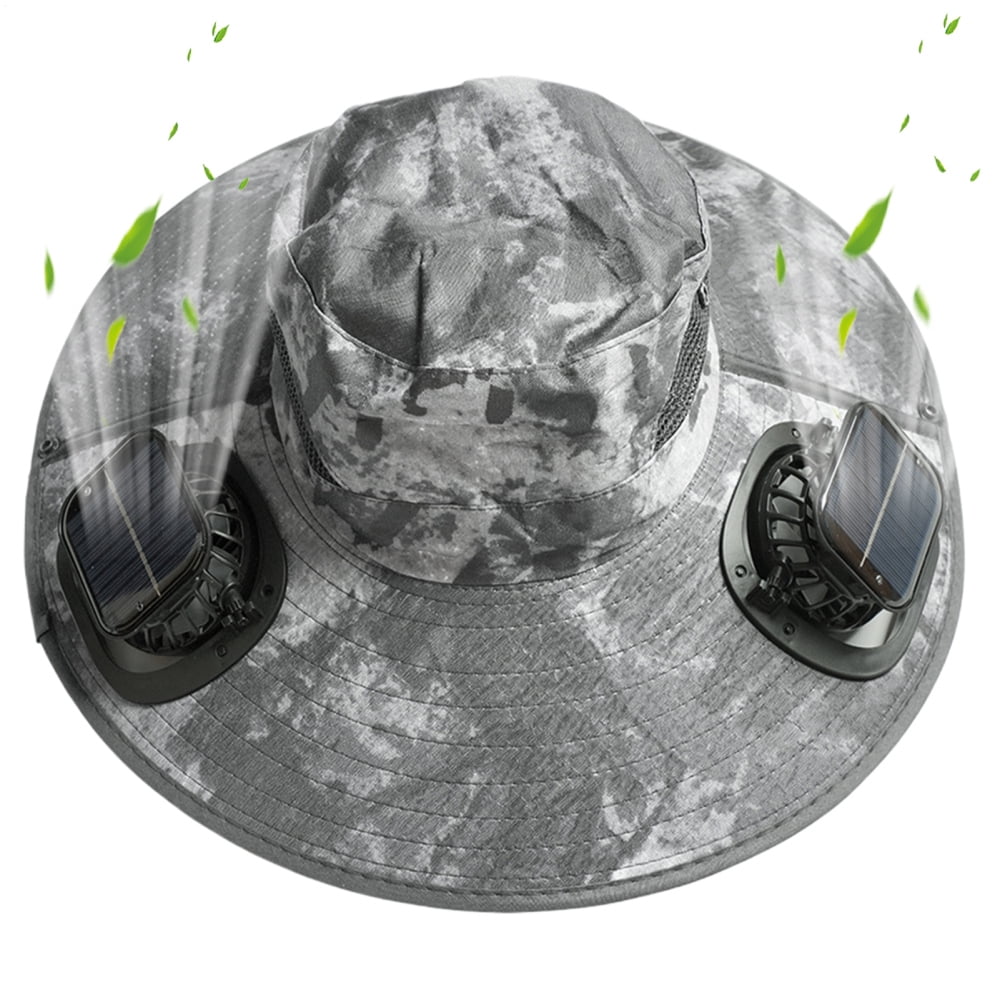 LeKing Hat with Fans Solar Power Outdoor Wide Brim Sun Hat with Solar ...