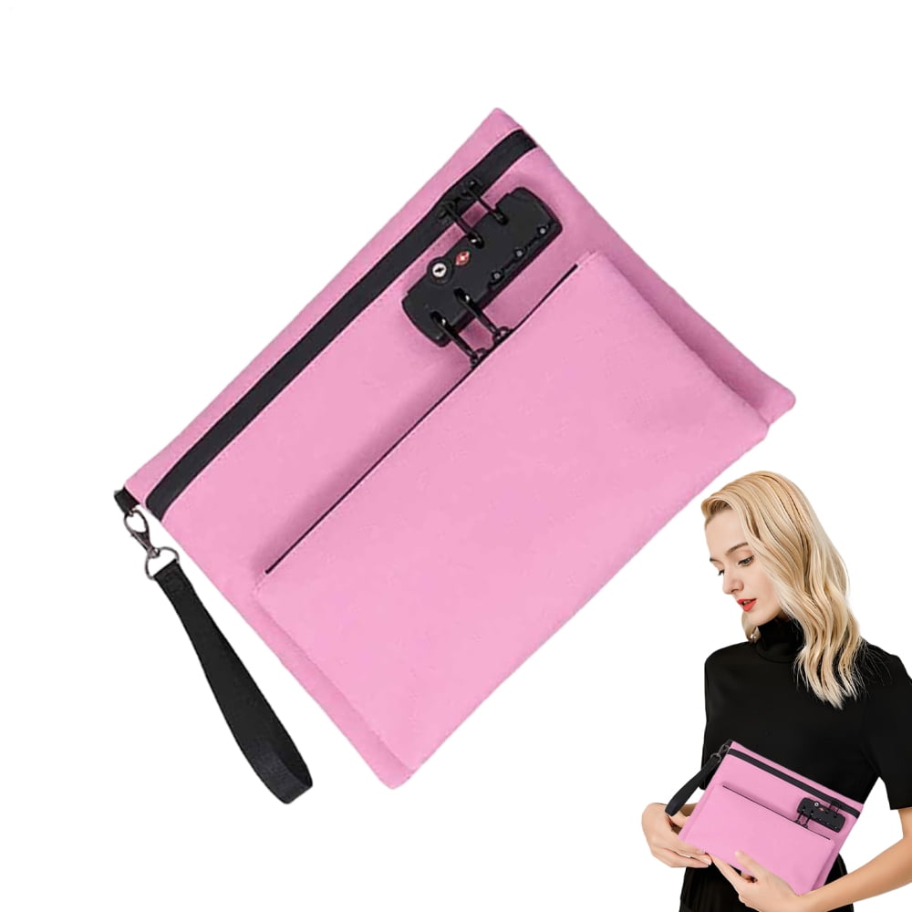 LeKing Lockable Money Bag Zippered Credit Cards Pouch Double Layer ...