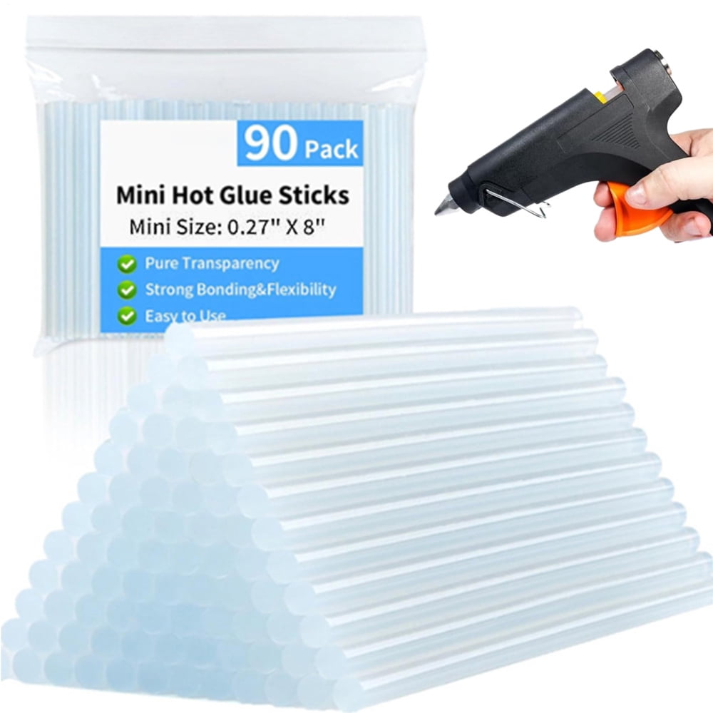 LeKing Mini Hot Glue Sticks Mini Sticks for Hot Glue 90 Piece Clear ...