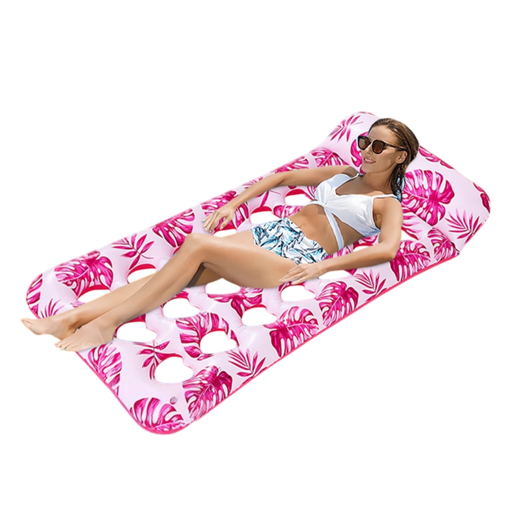 LeKing Pool Tanning Float Inflatable Floating Raft Foldable Lounger Sun Tanning Bed Outdoor ...