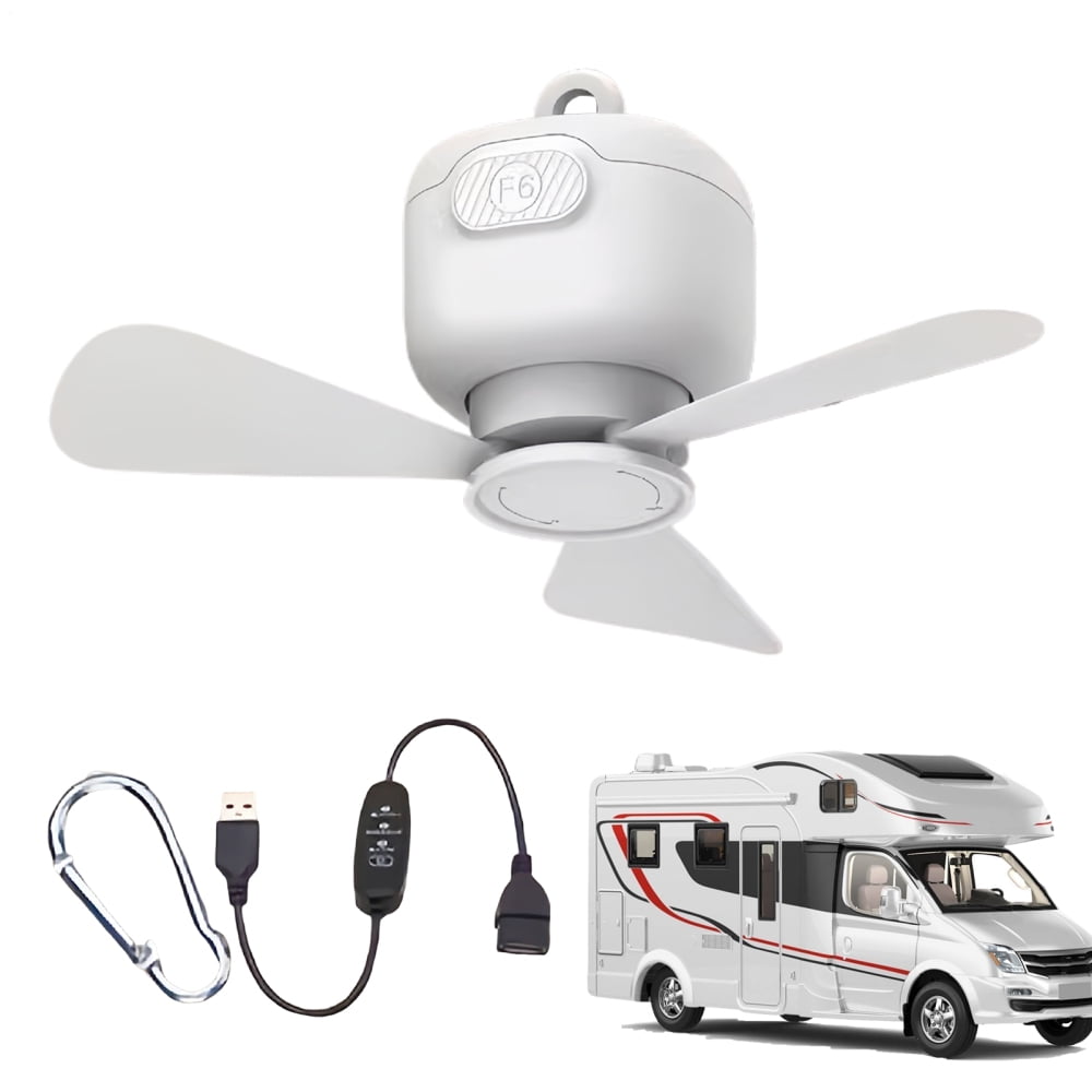 LeKing Portable Ceiling Fan for Tent USB Hangable Ventilator 3-Speed ...