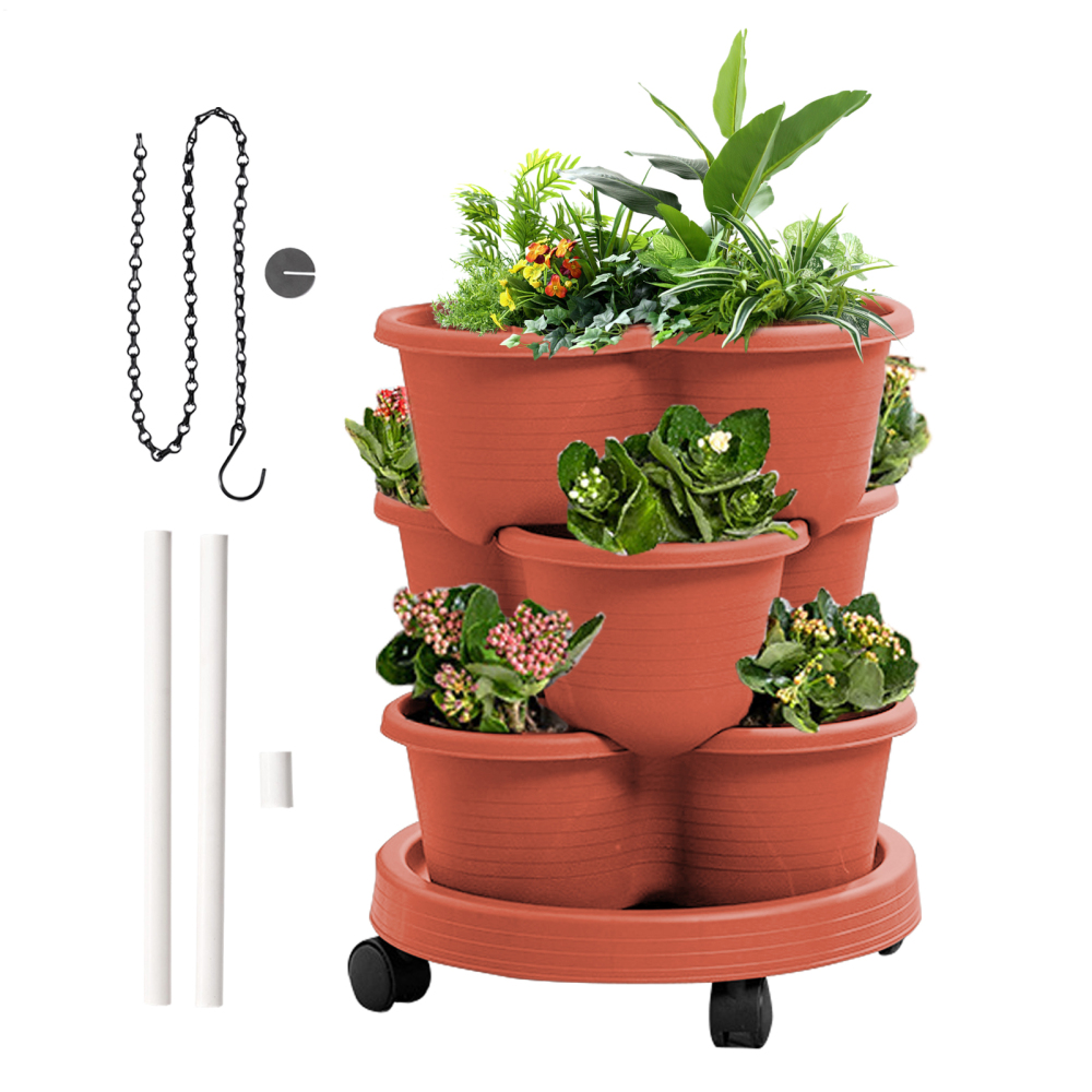 LeKing Vertical Garden Planter Tier Planter 3-Tier Tower with Removable ...