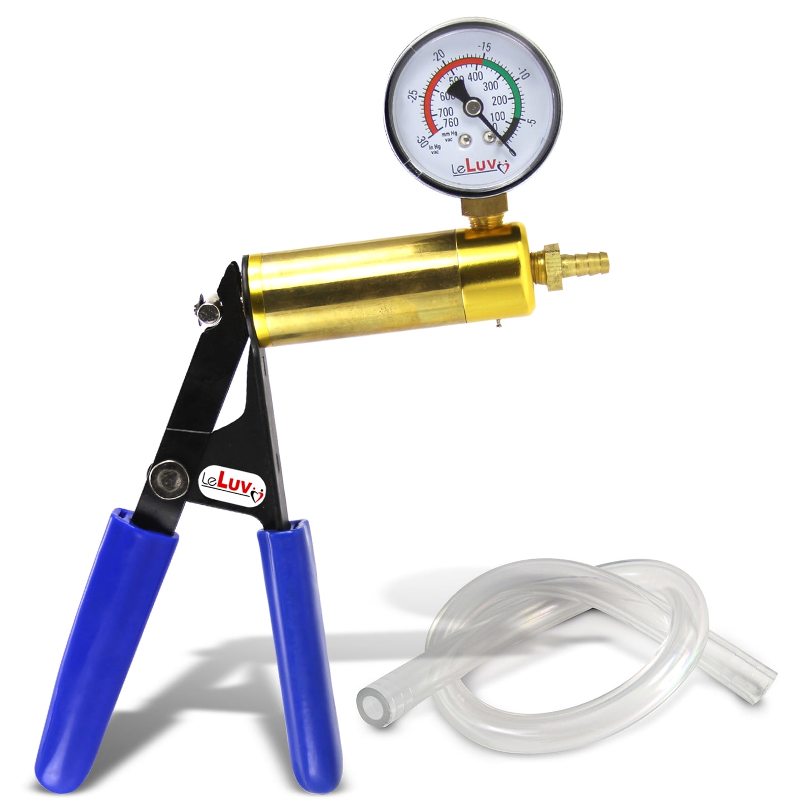 LeLuv Ultima Blue Brass Vacuum Pump Handle with Gauge & Clear Hose ...