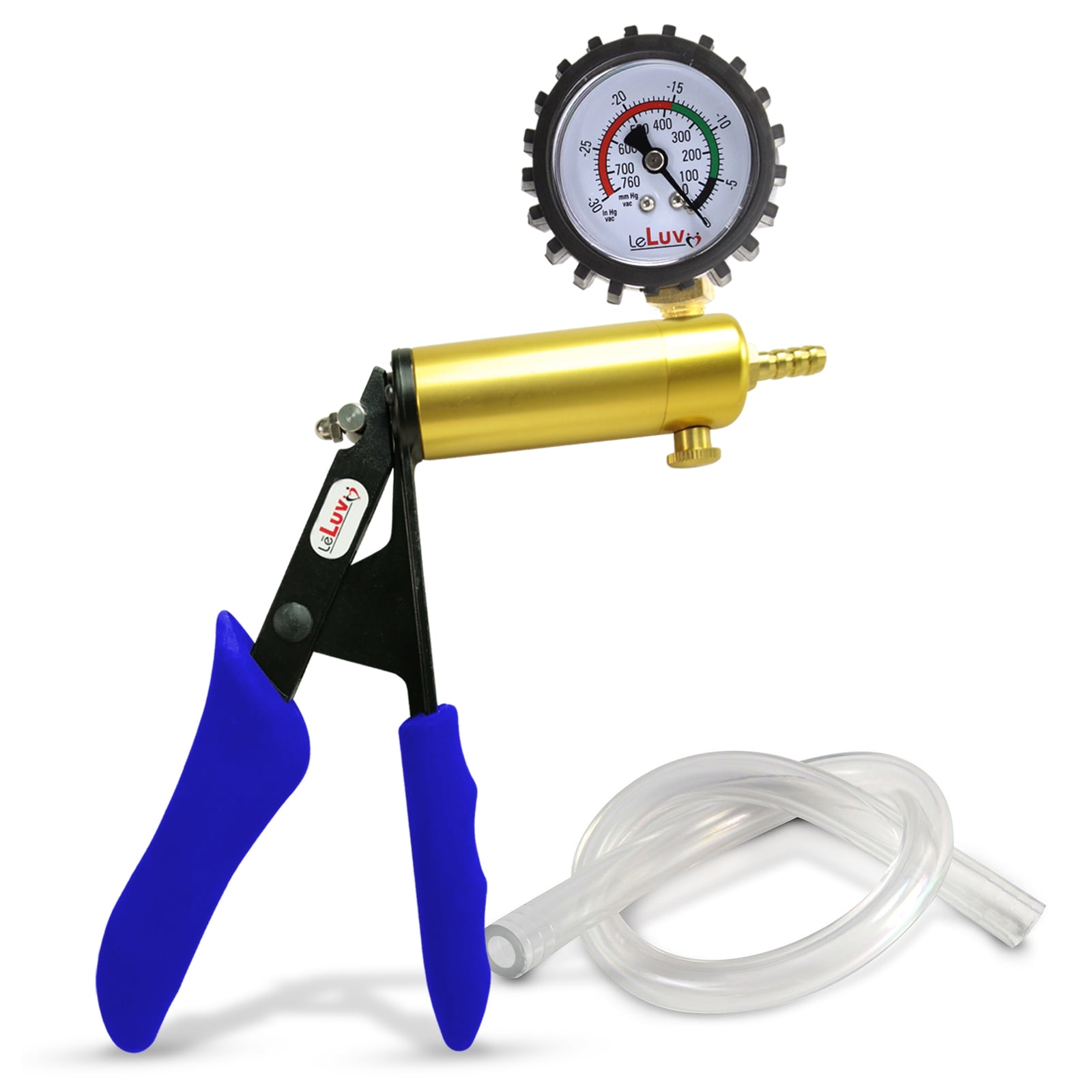 LeLuv Ultima Blue Silicone Grip Handle with Protected Gauge & Clear ...
