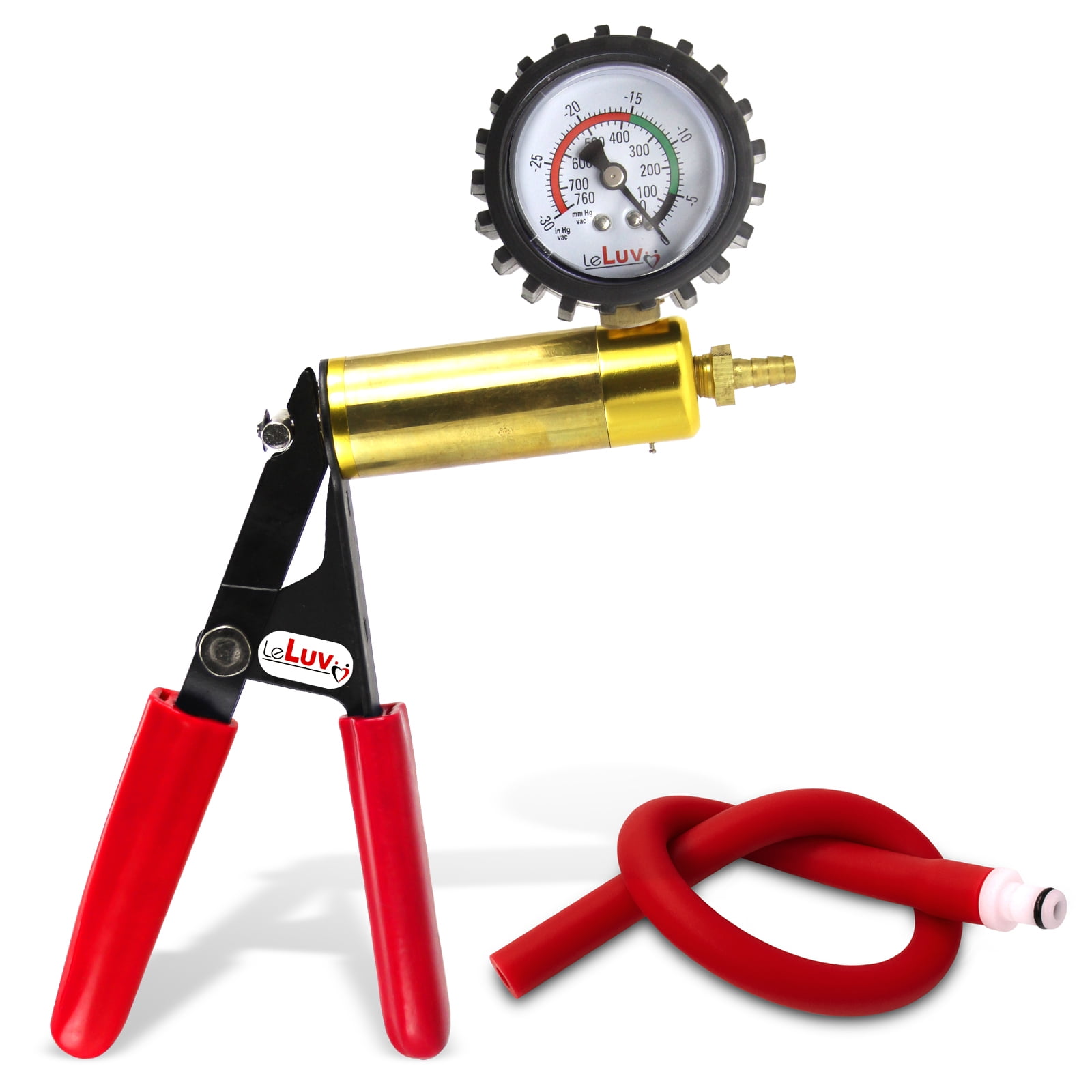 LeLuv Ultima Red Brass Vacuum Pump Handle with Protected Gauge & Red ...