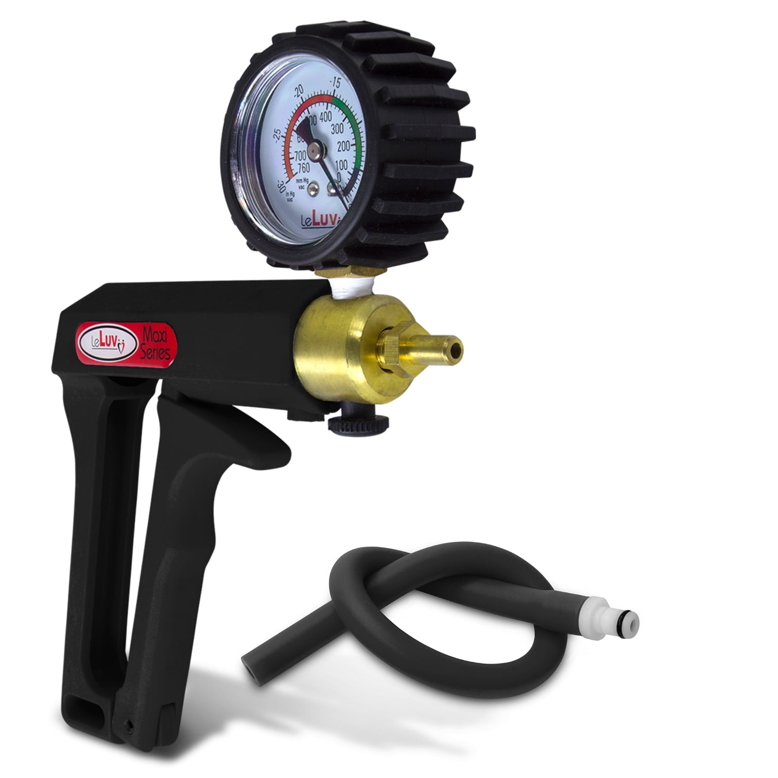LeLuv Vacuum Pump Black Maxi Ergonomic Handle with Protected Gauge with ...