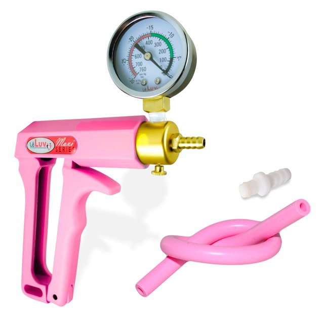 Leluv® Vacuum Pump Pink Maxi Ergonomic Handle With Gauge With Release