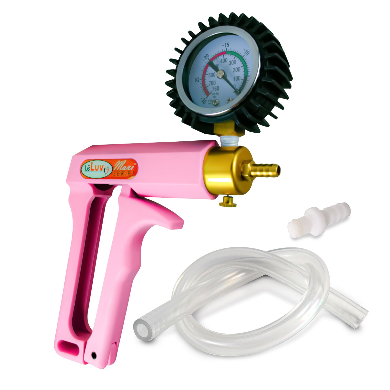 LeLuv® Vacuum Pump Pink Maxi Ergonomic Handle with Protected Gauge with ...