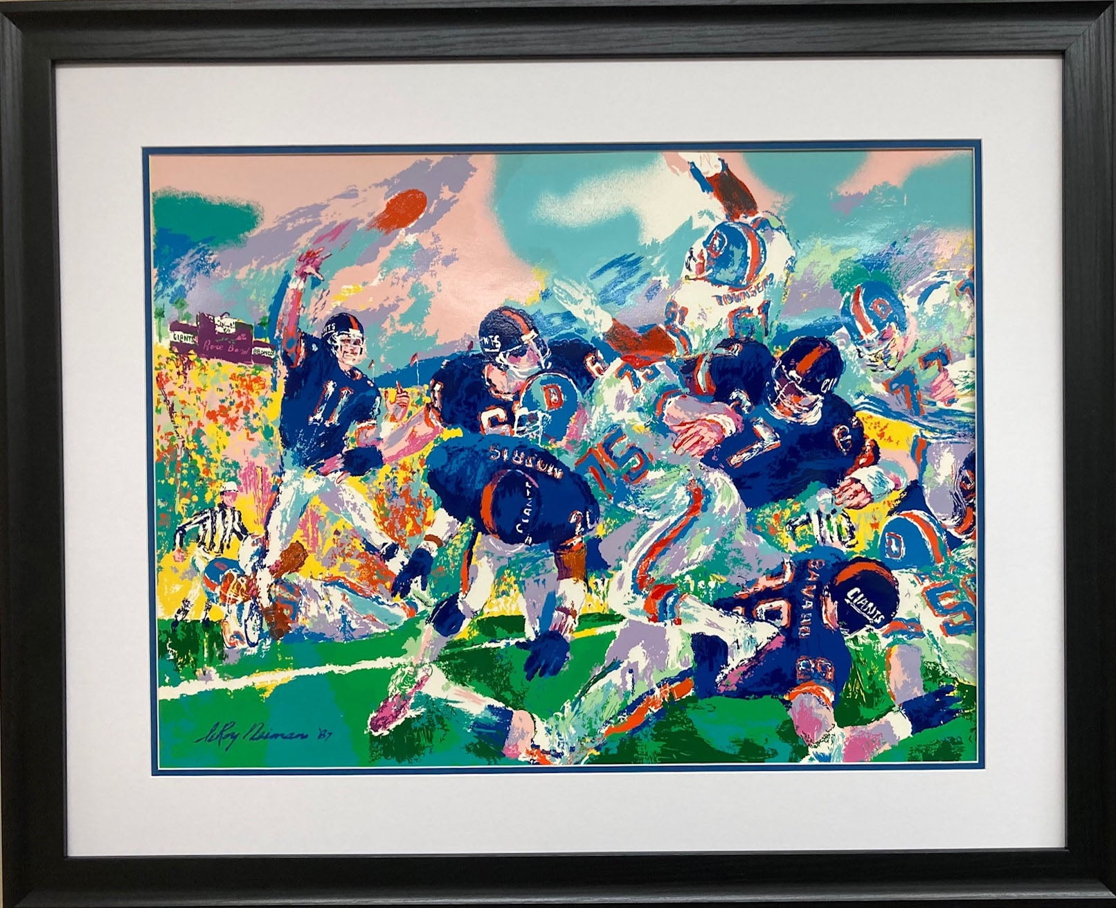 LeRoy Neiman "Giants vs. Broncos" CUSTOM FRAMED Superbowl XXI FRAMED ...